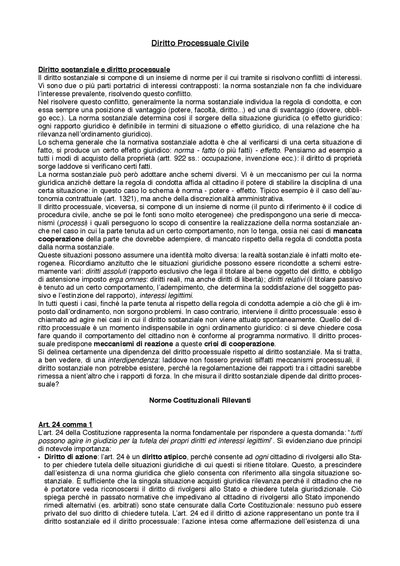 Diritto Processuale Civile Prima Parte Docsity