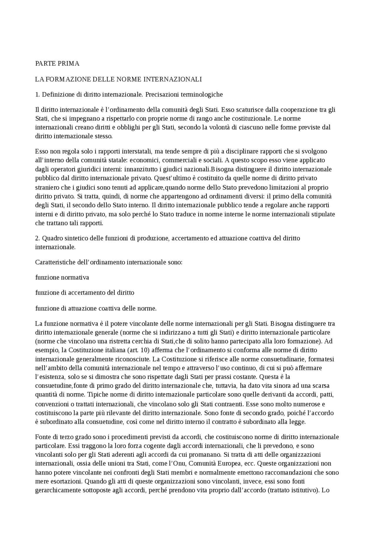 Diritto Internazionale Conforti Docsity