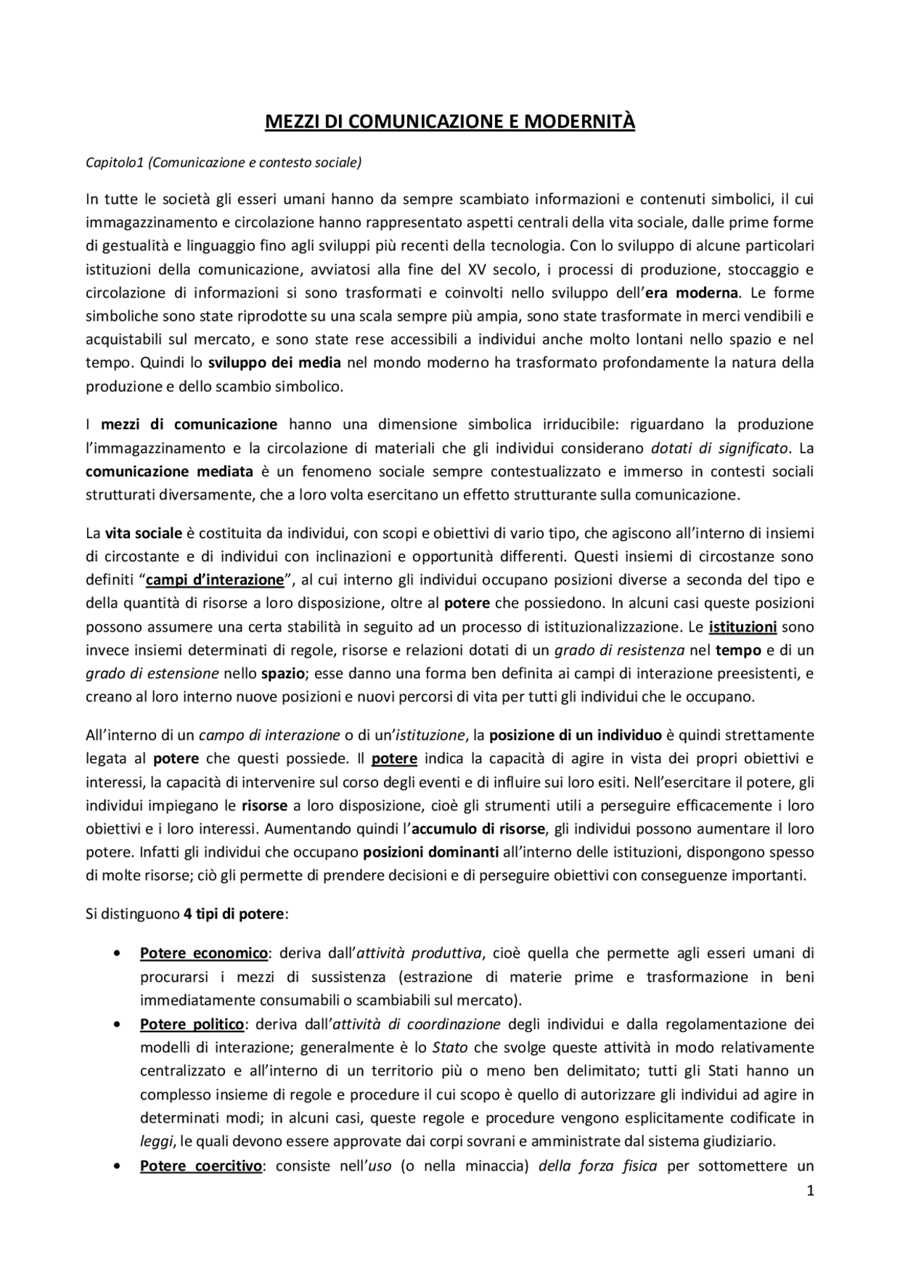 Mezzi Di Comunicazione E Modernità Docsity