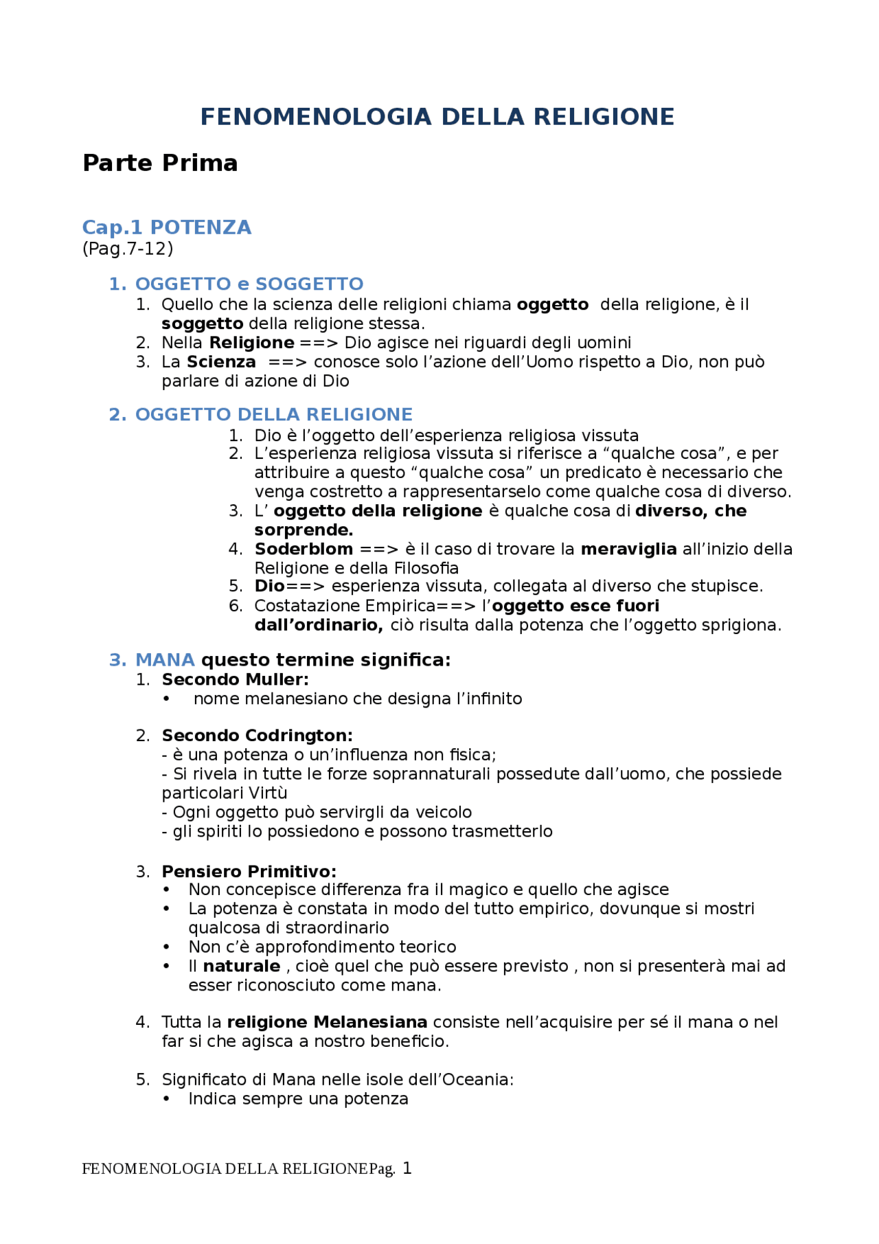 Fenomenologia della religione - Docsity