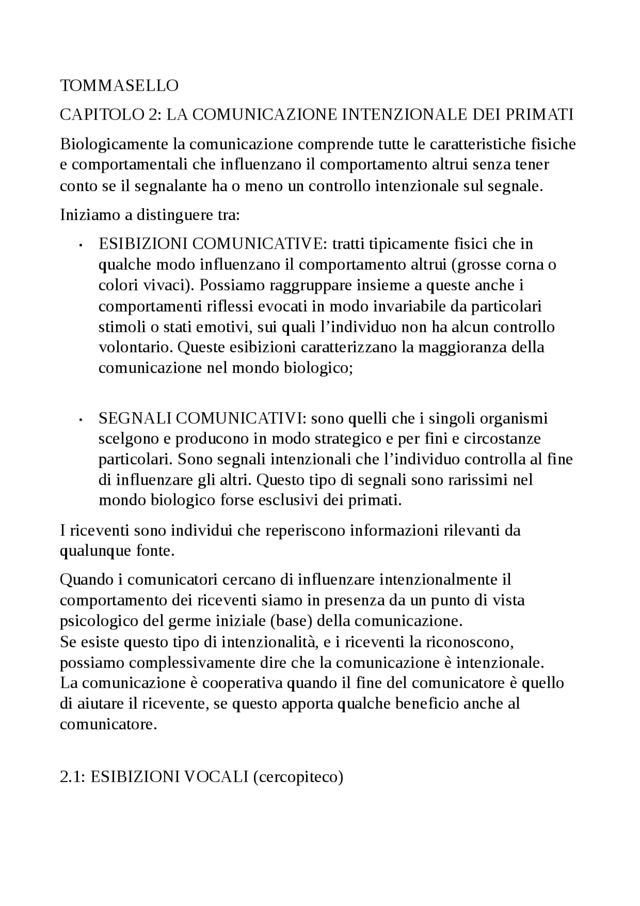Tommasello Lorigine Della Comunicazione Umana Docsity