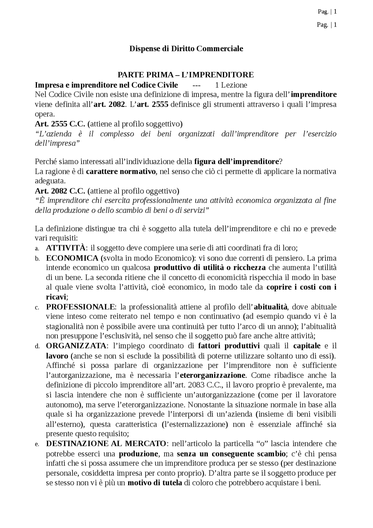 Dispense Diritto Commerciale Docsity