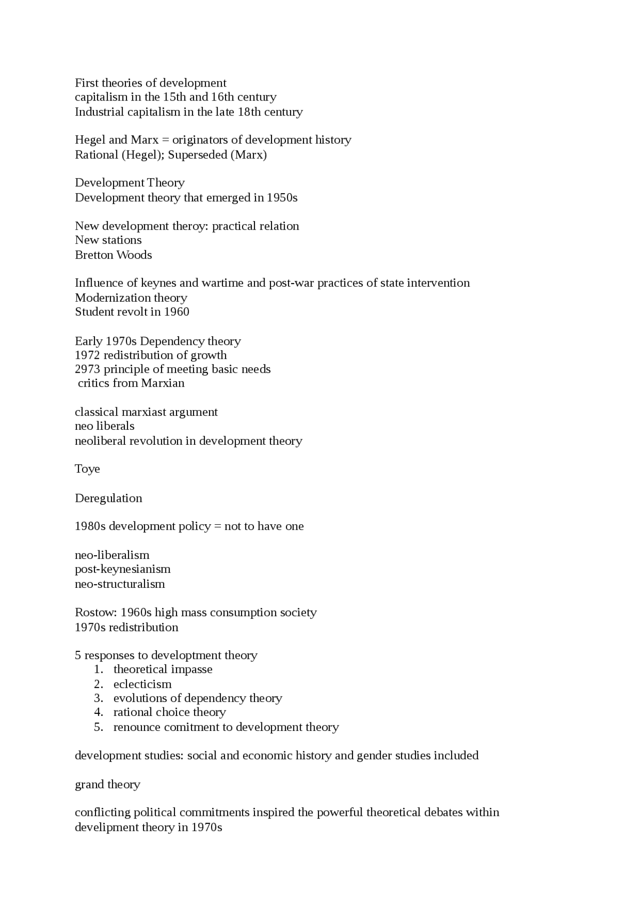 First theories of development - Docsity