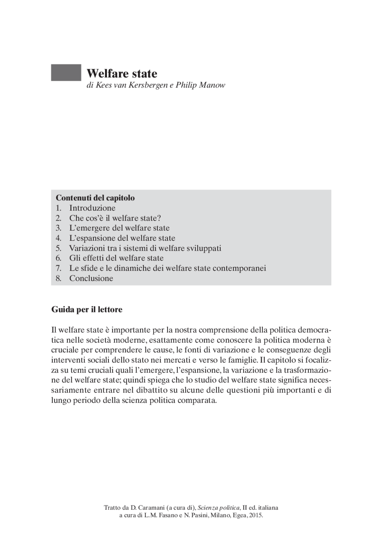 Caramani- welfare state (capitolo integrale) - Docsity