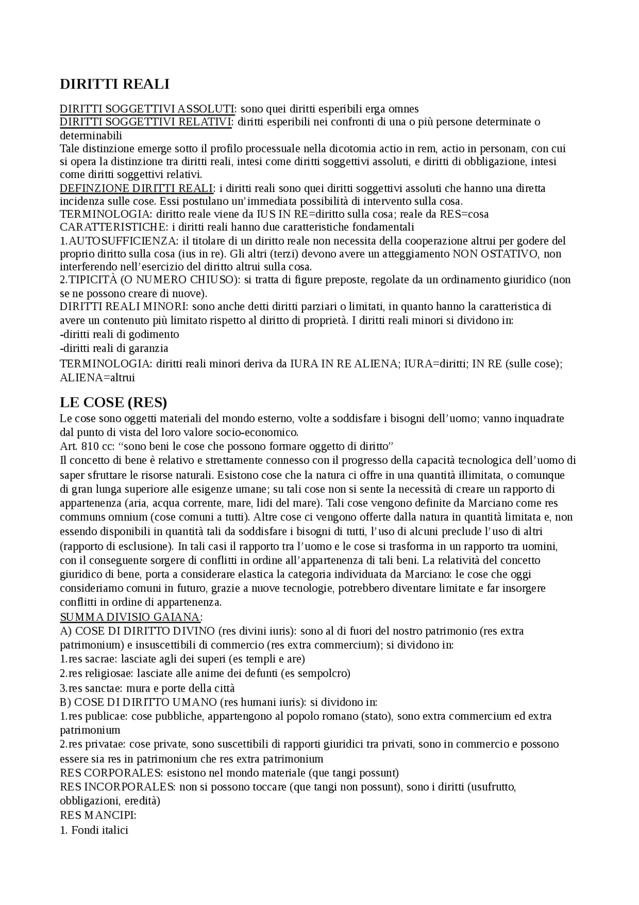 Istituzioni Di Diritto Romano Diritti Reali Docsity