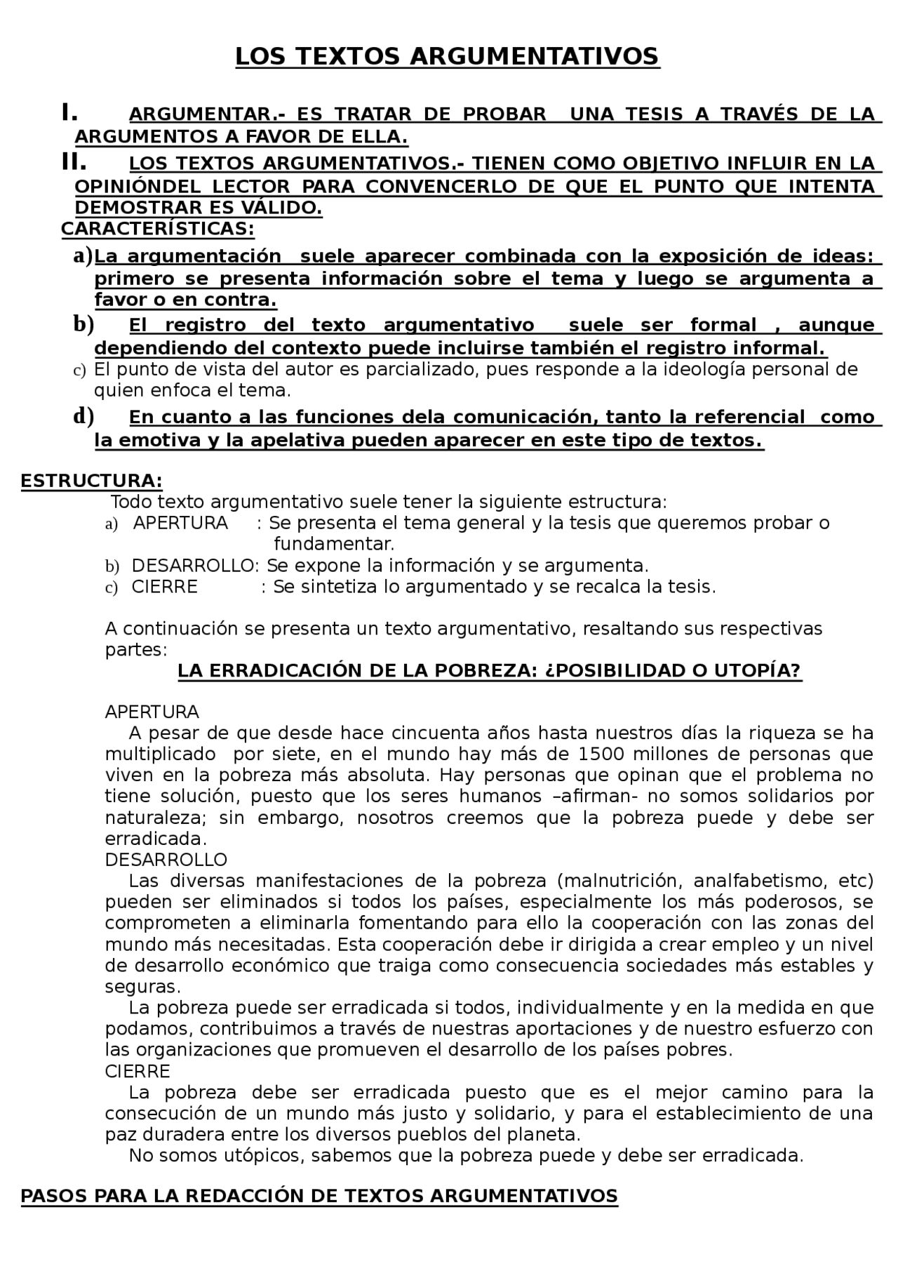 Textos Argumentativos Exercices De Espagnol Docsity