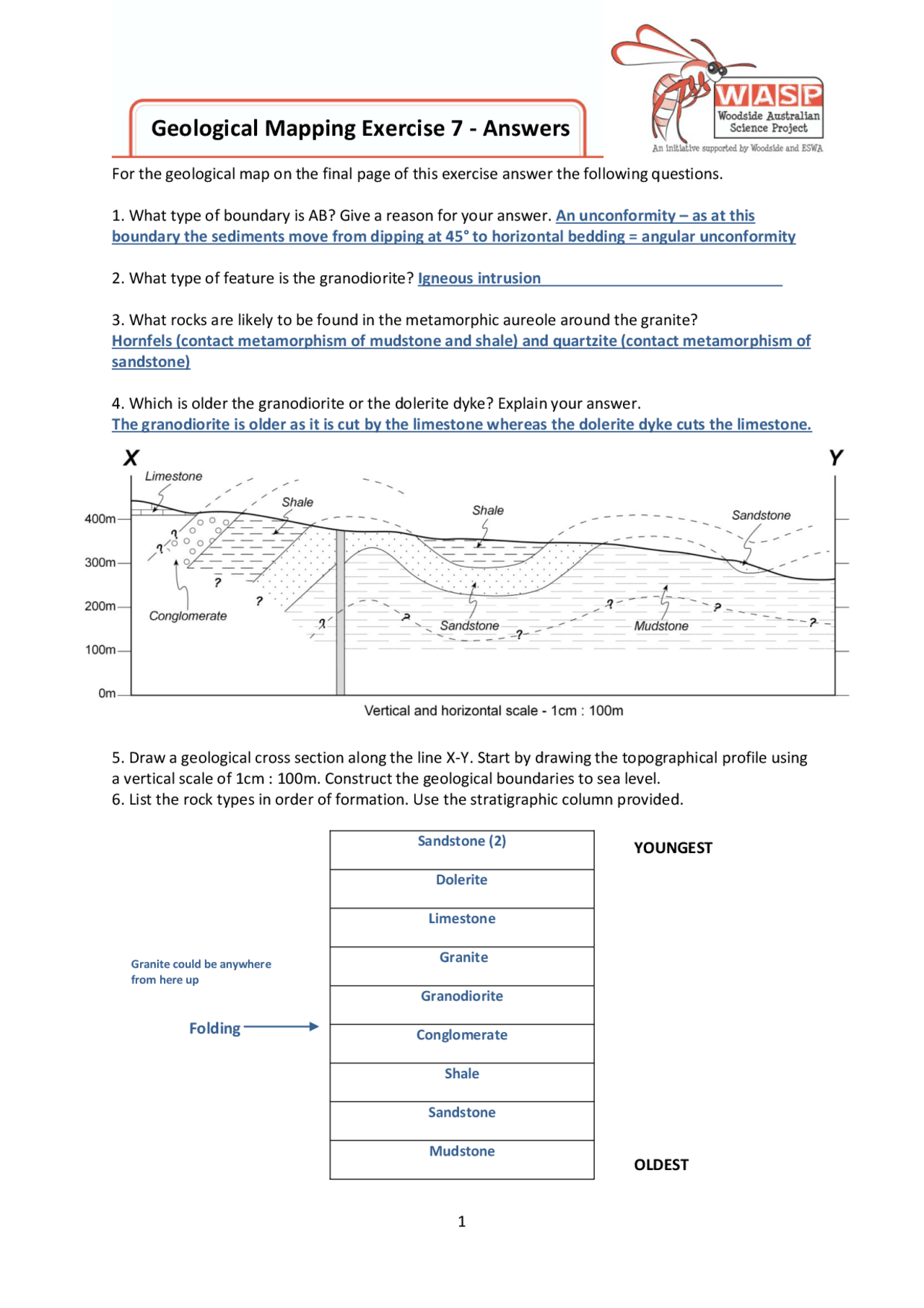 Geological mapping exercise 7 answers - Docsity