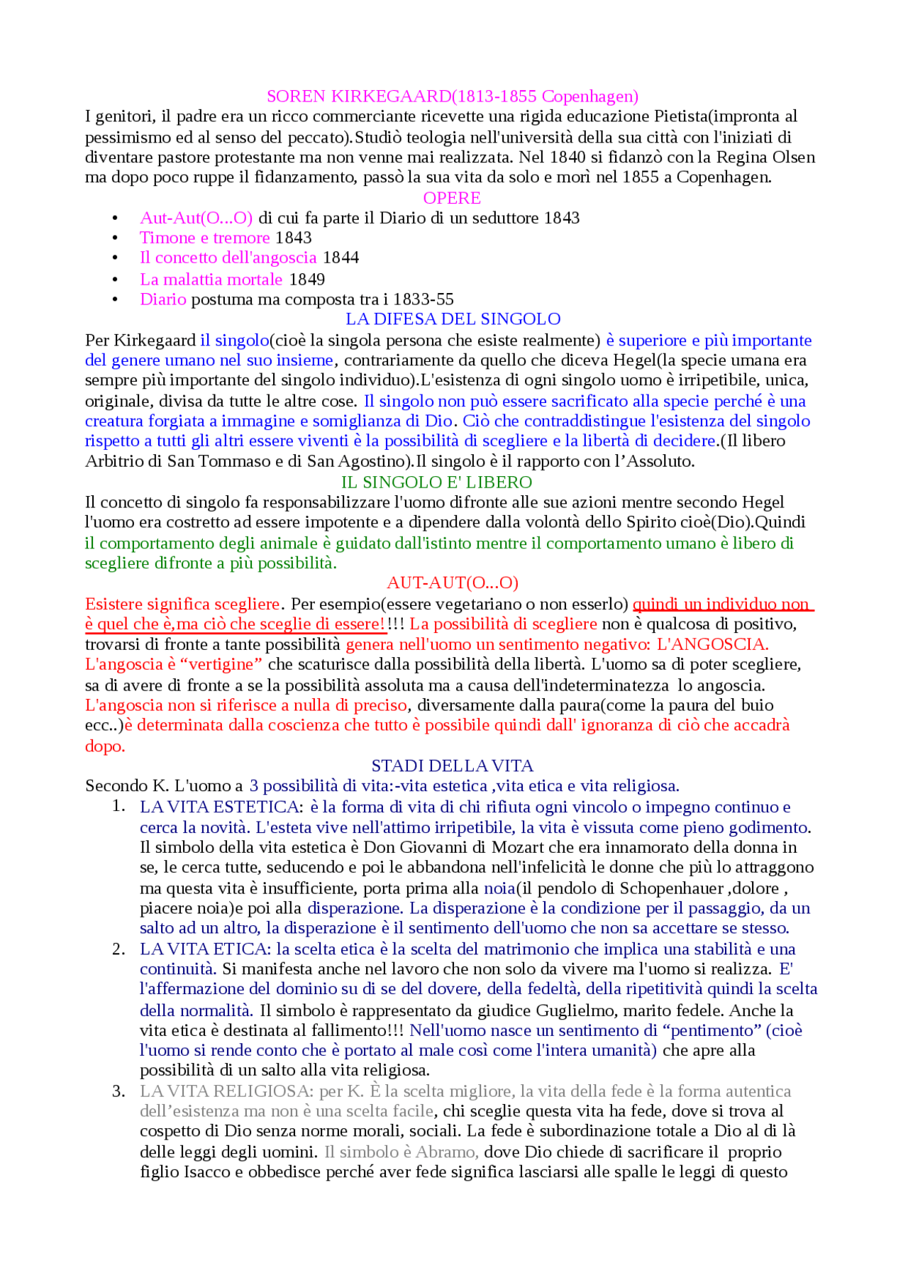 Kierkegaard Docsity