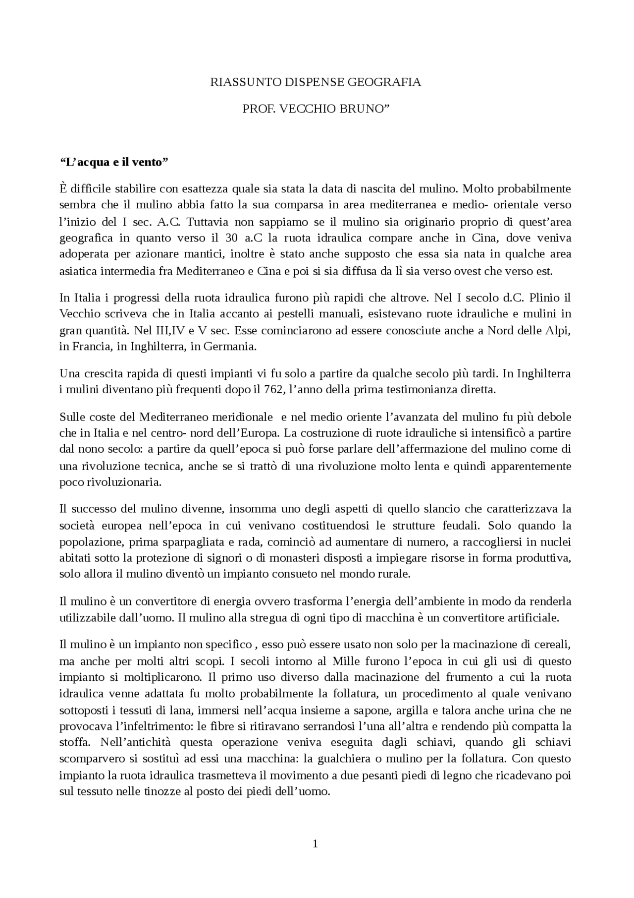 Riassunto Dispense Bruno Vecchio Docsity
