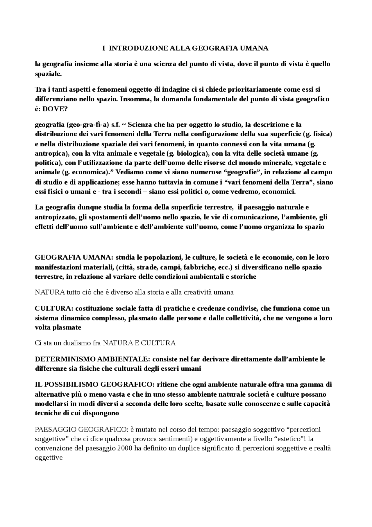 Geografia Umana Docsity