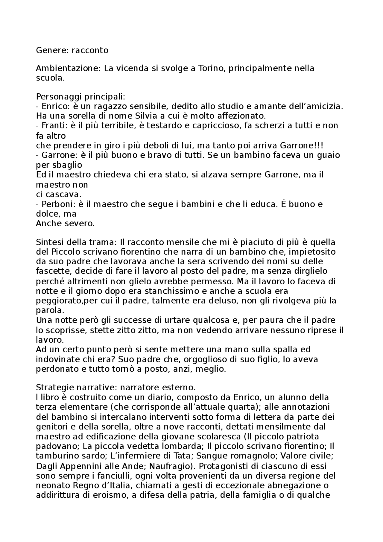 Libro Cuore Appunti Di Storia Docsity