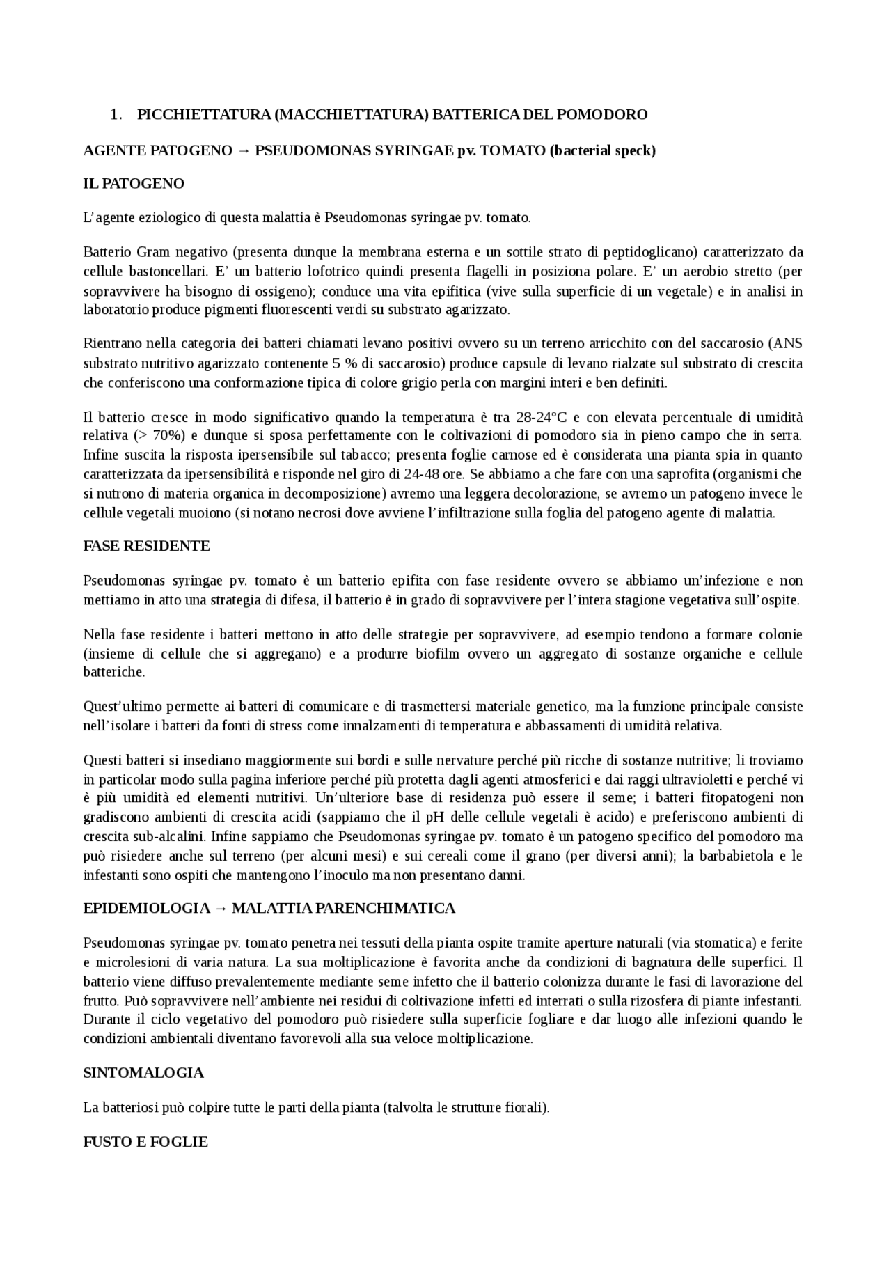 Malattie Batteriche Appunti Di Scienze Agrarie Docsity