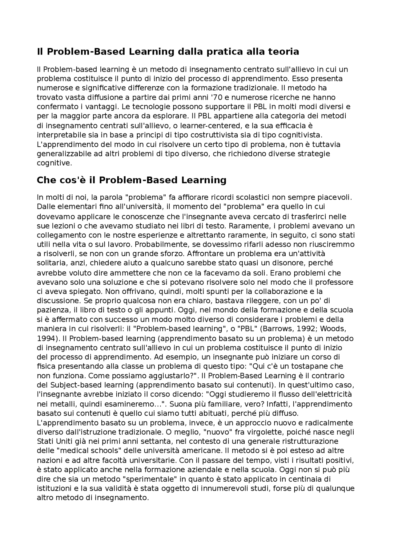 Problem Based Learning Docsity