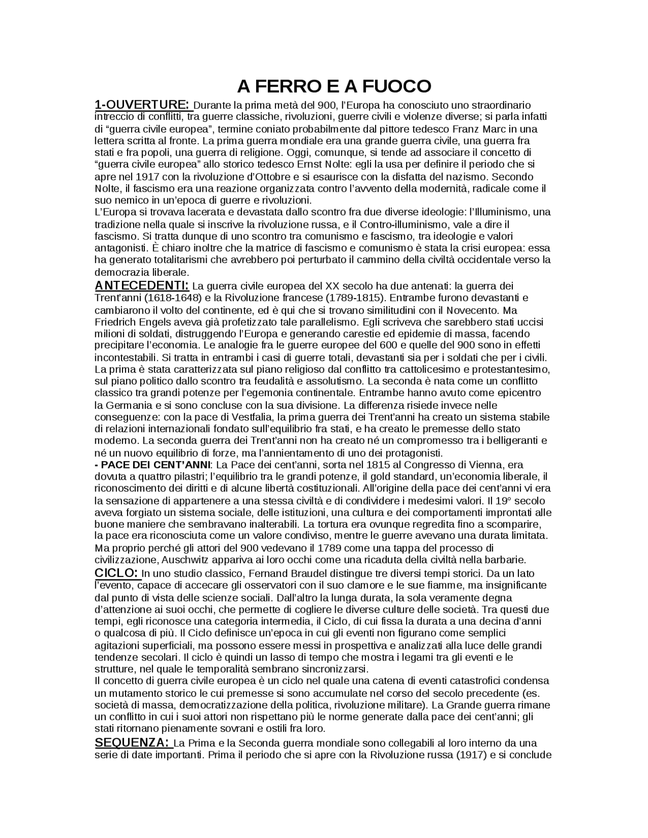 Riassunto A Ferro E A Fuoco Docsity