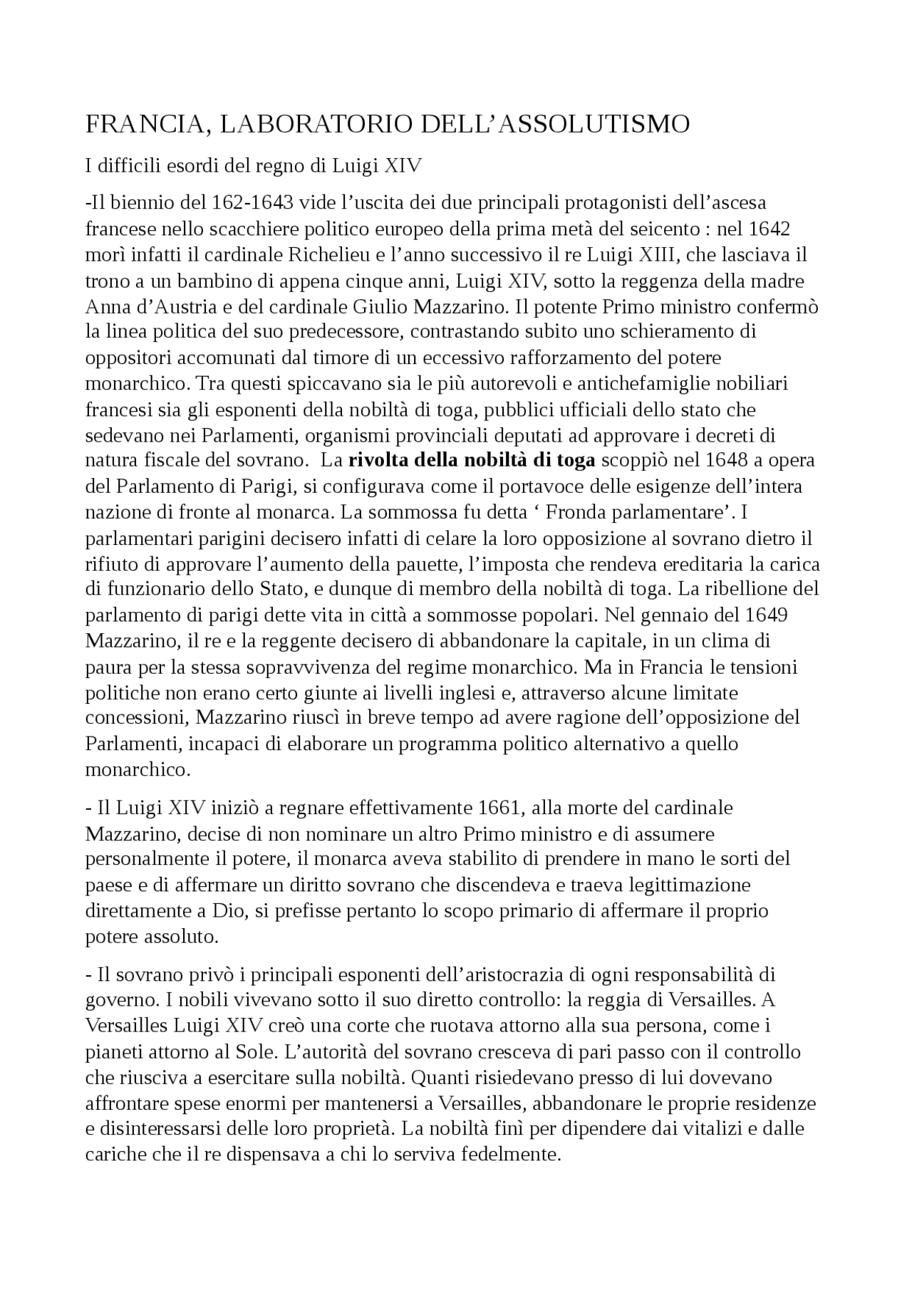 Luigi Xiv Docsity