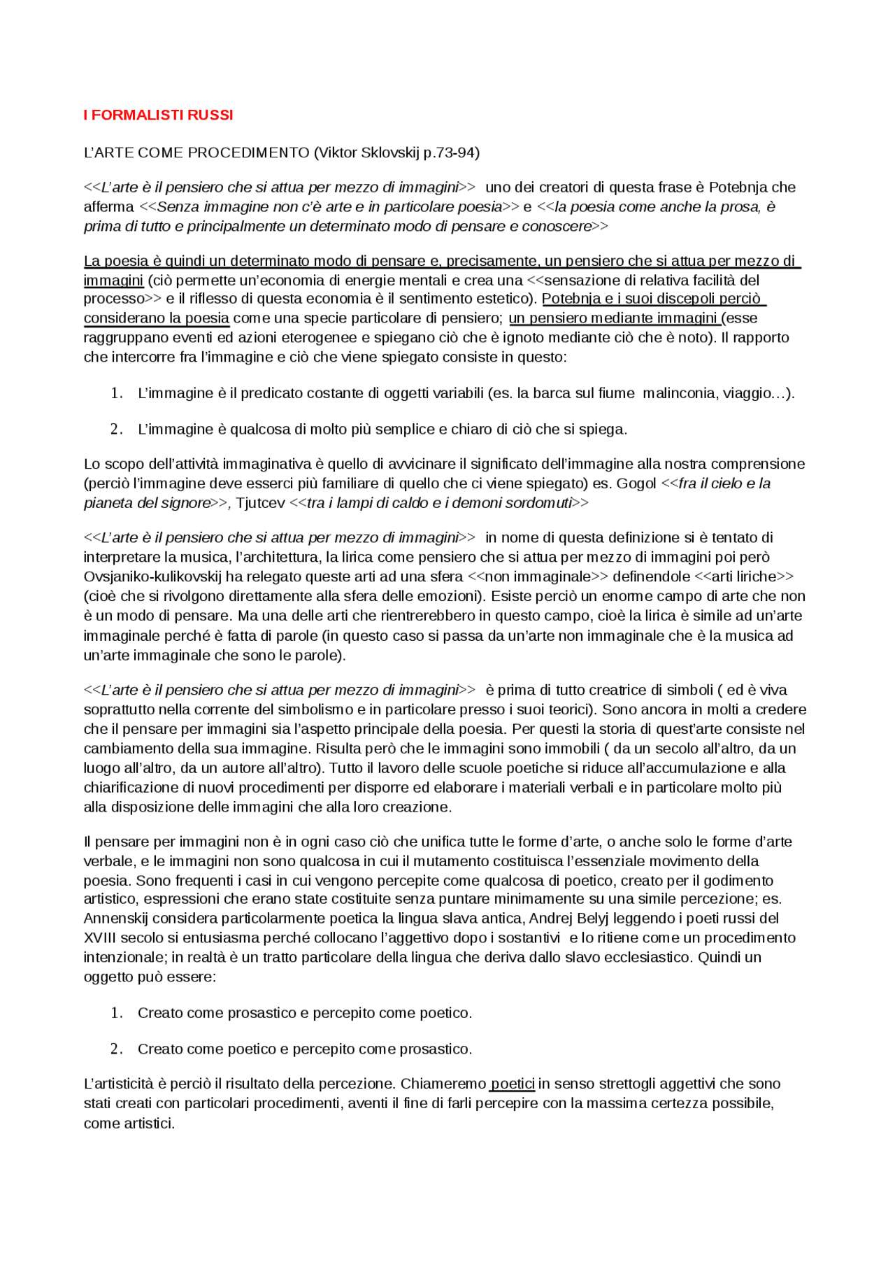 I Formalisti Russi Docsity