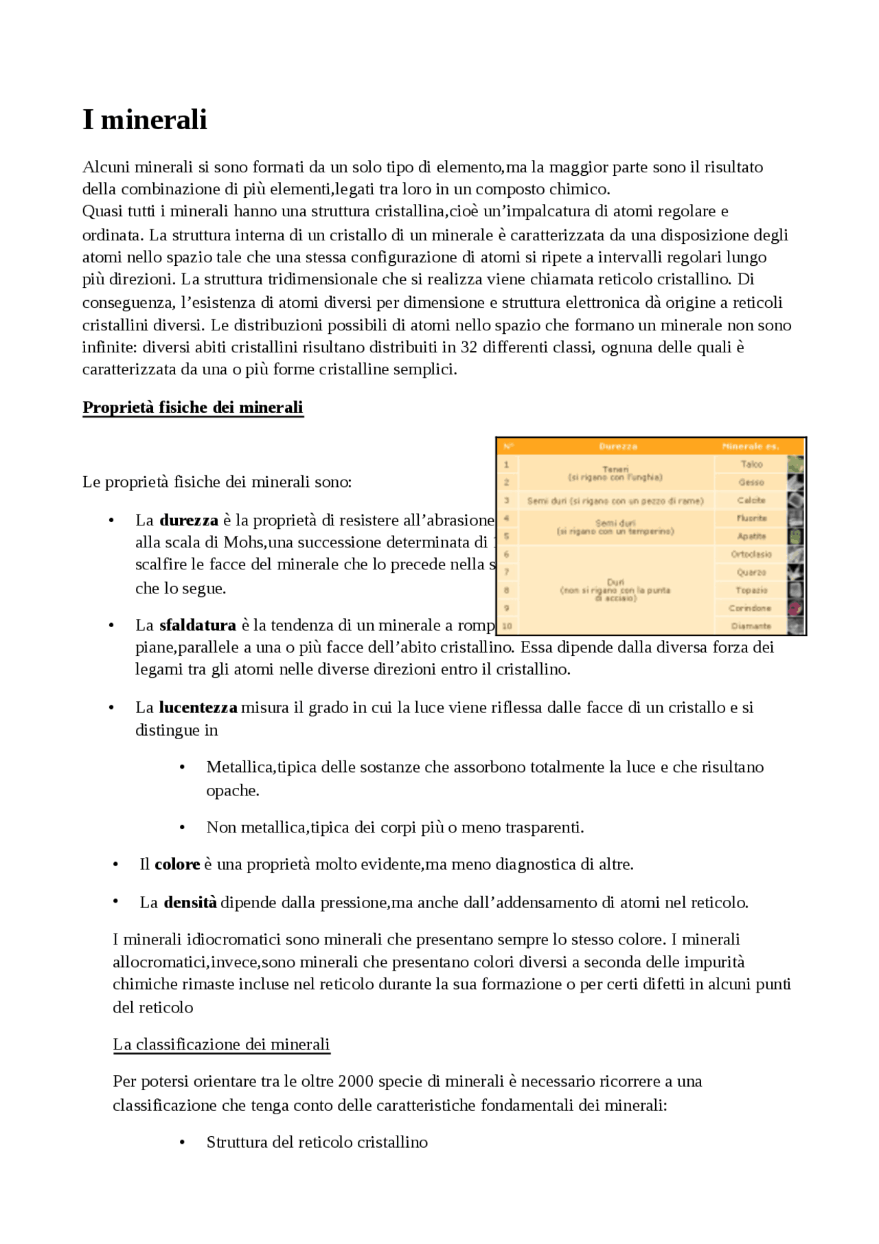 Scienze Della Terra I Minerali Docsity