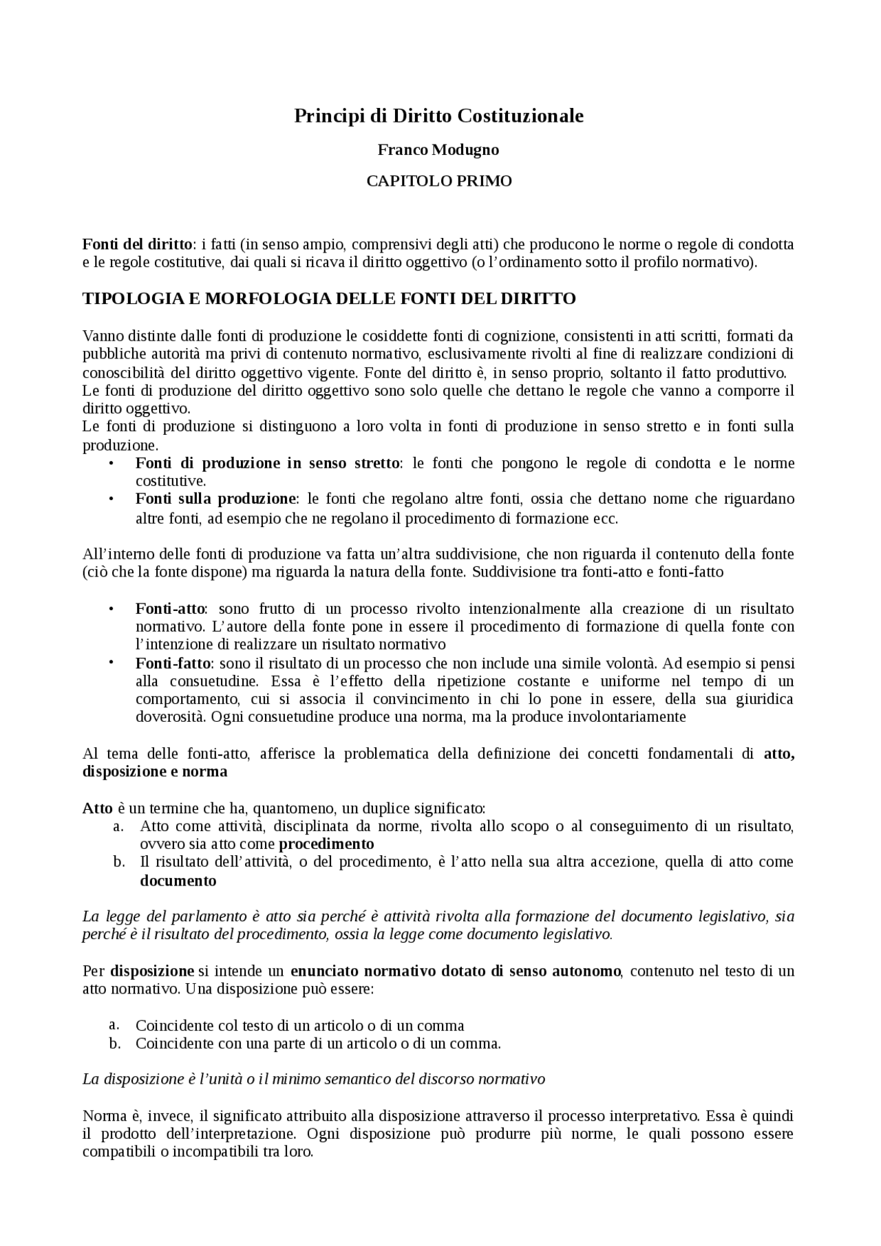 Principi Di Diritto Costituzionale Franco Modugno Docsity