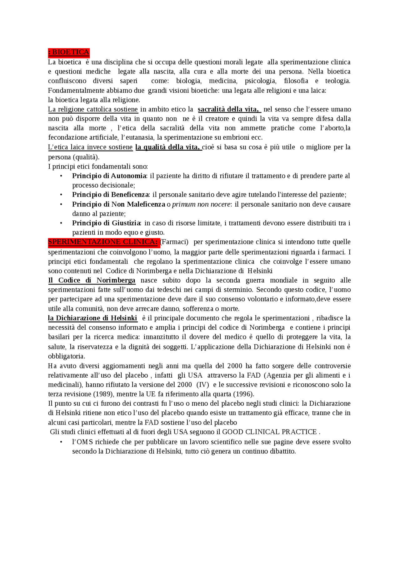 Bioetica Docsity