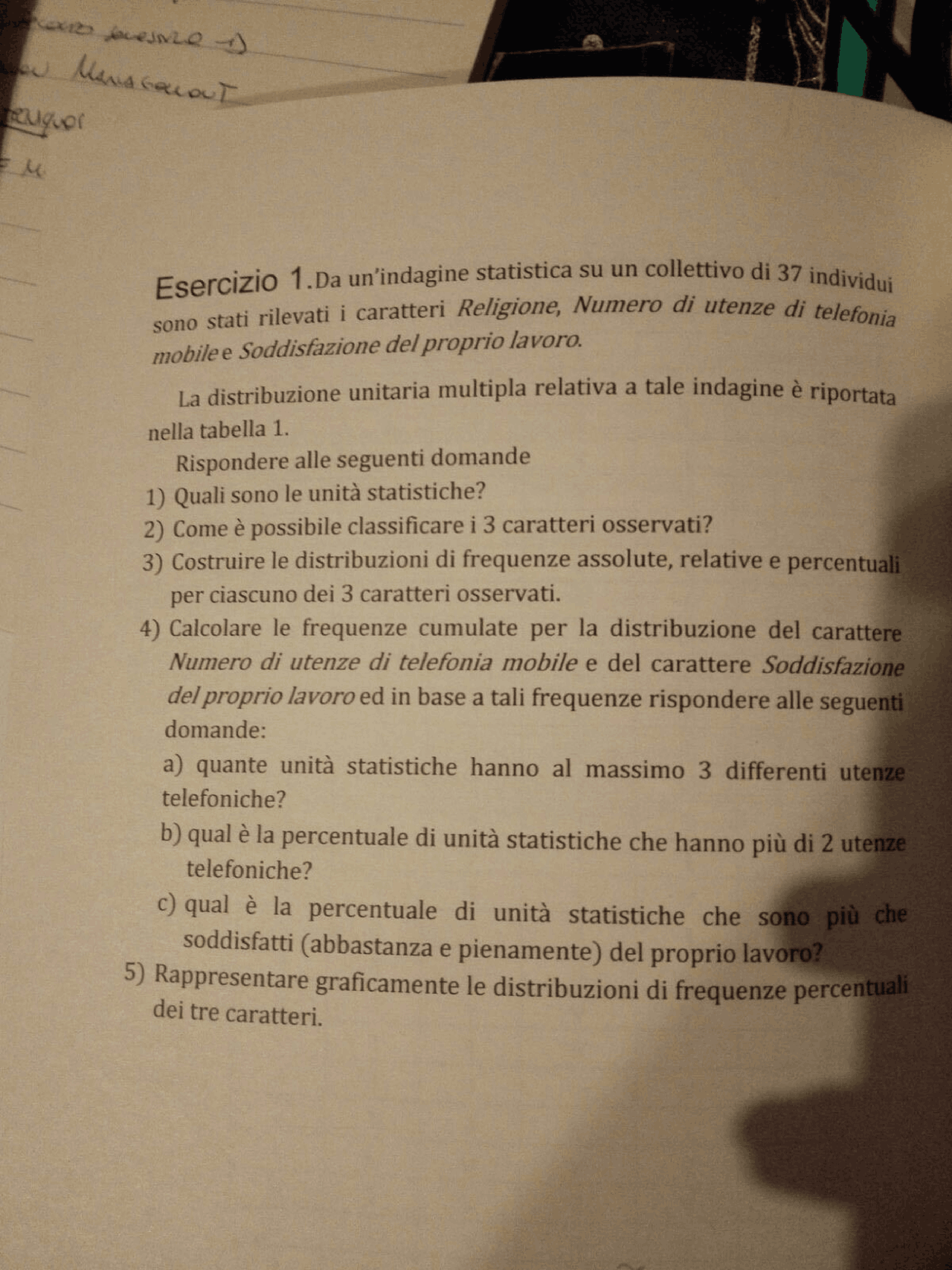 Esercizi Statistica Docsity