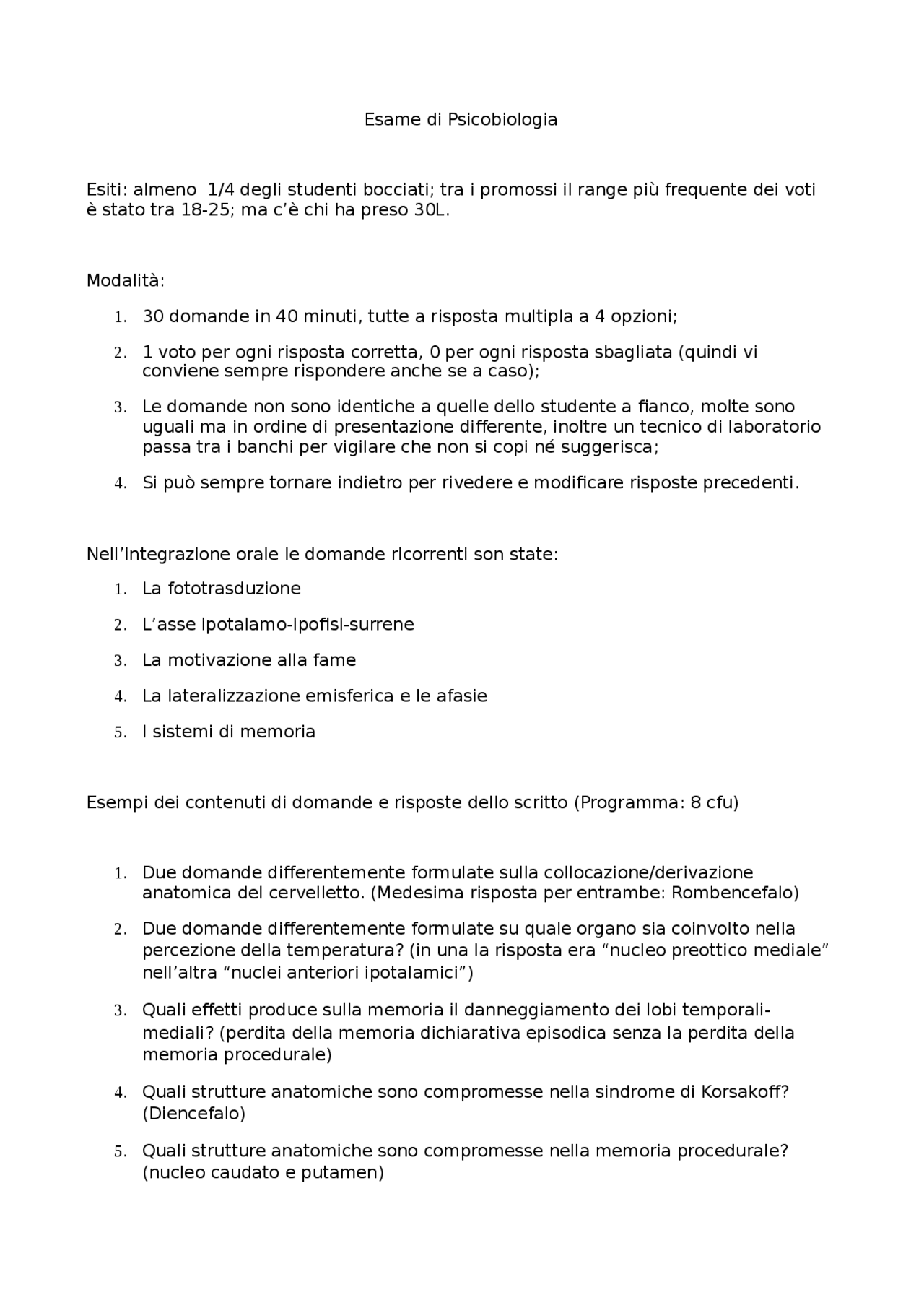 Psicobiologia Docsity