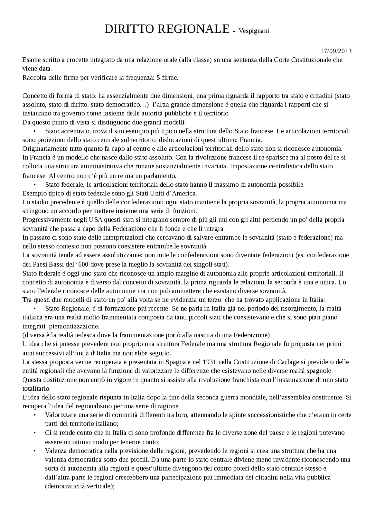 Diritto Regionale Docsity