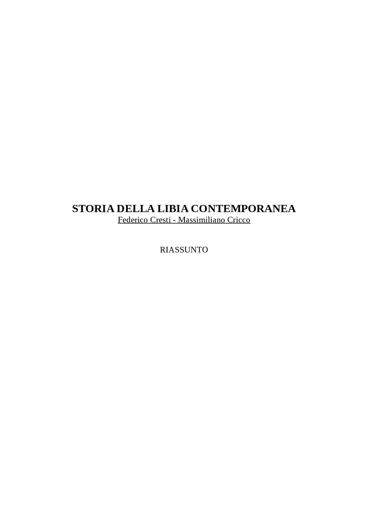 Storia Delle Libia Contemporanea Docsity