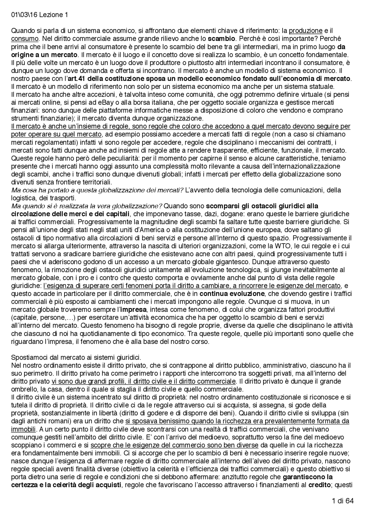 Appunti Frequentanti Diritto Commerciale Prof Duccio Regoli Docsity