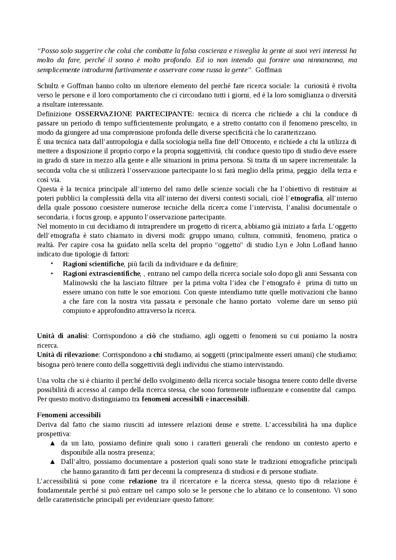 Losservazione Partecipante Docsity