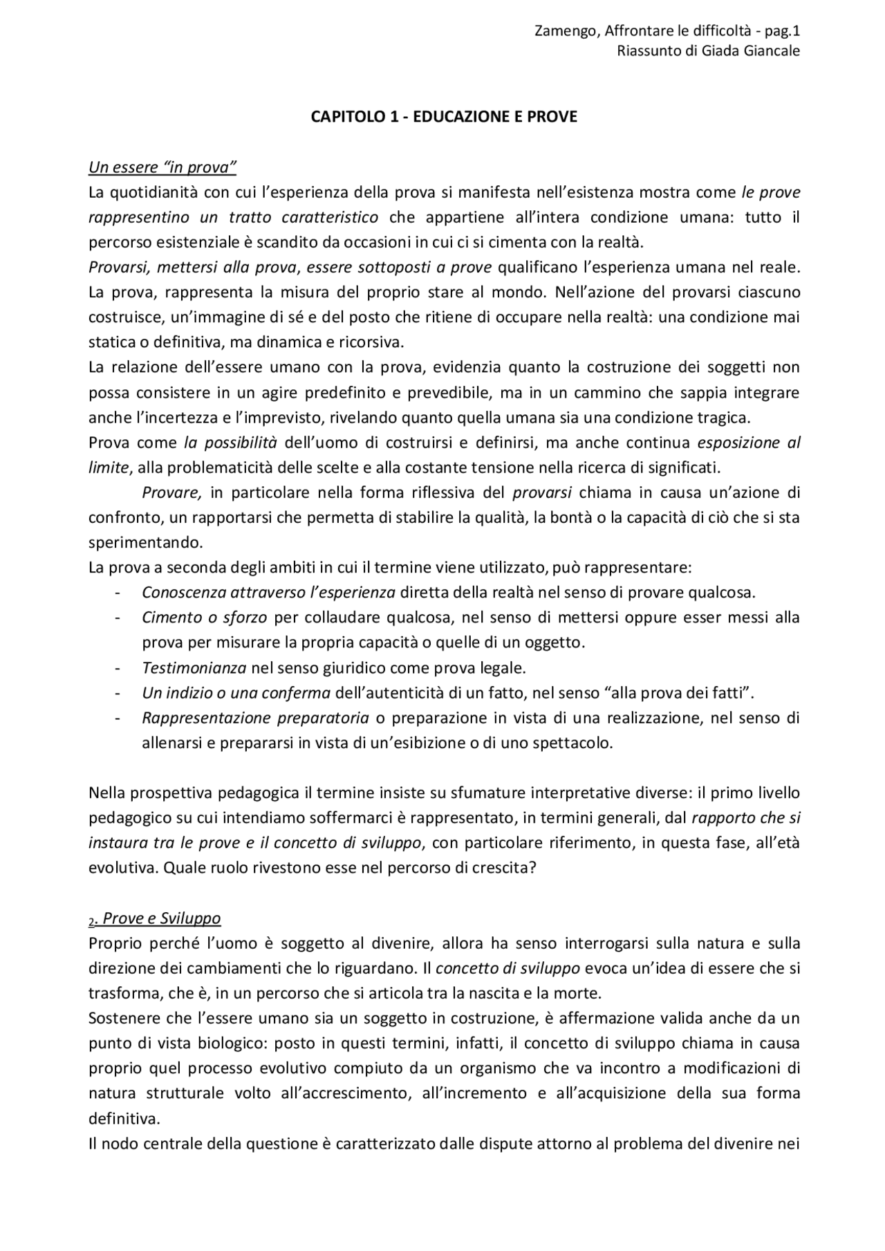 Zamengo Affrontare Le Difficoltà Docsity