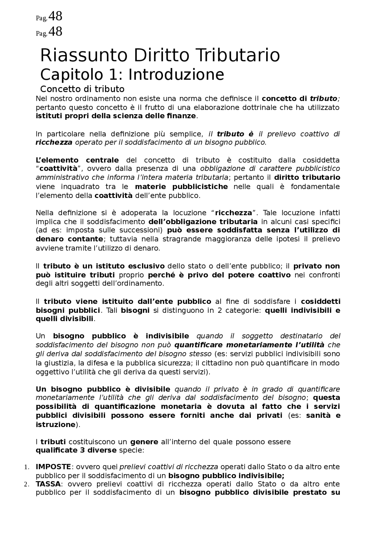 Riassunto Diritto Tributario Docsity