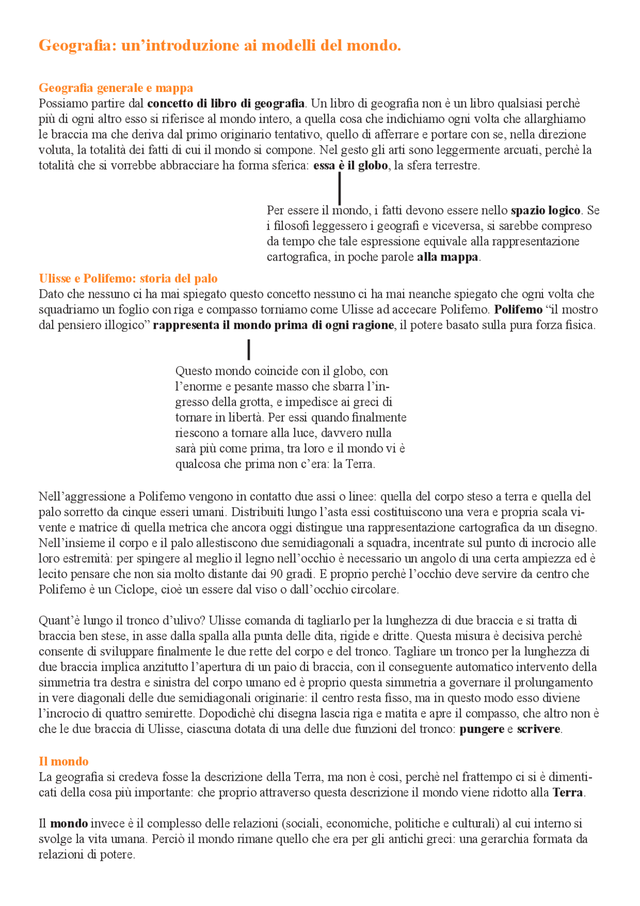 Geografia Introduzione Ai Modelli Del Mondo Docsity