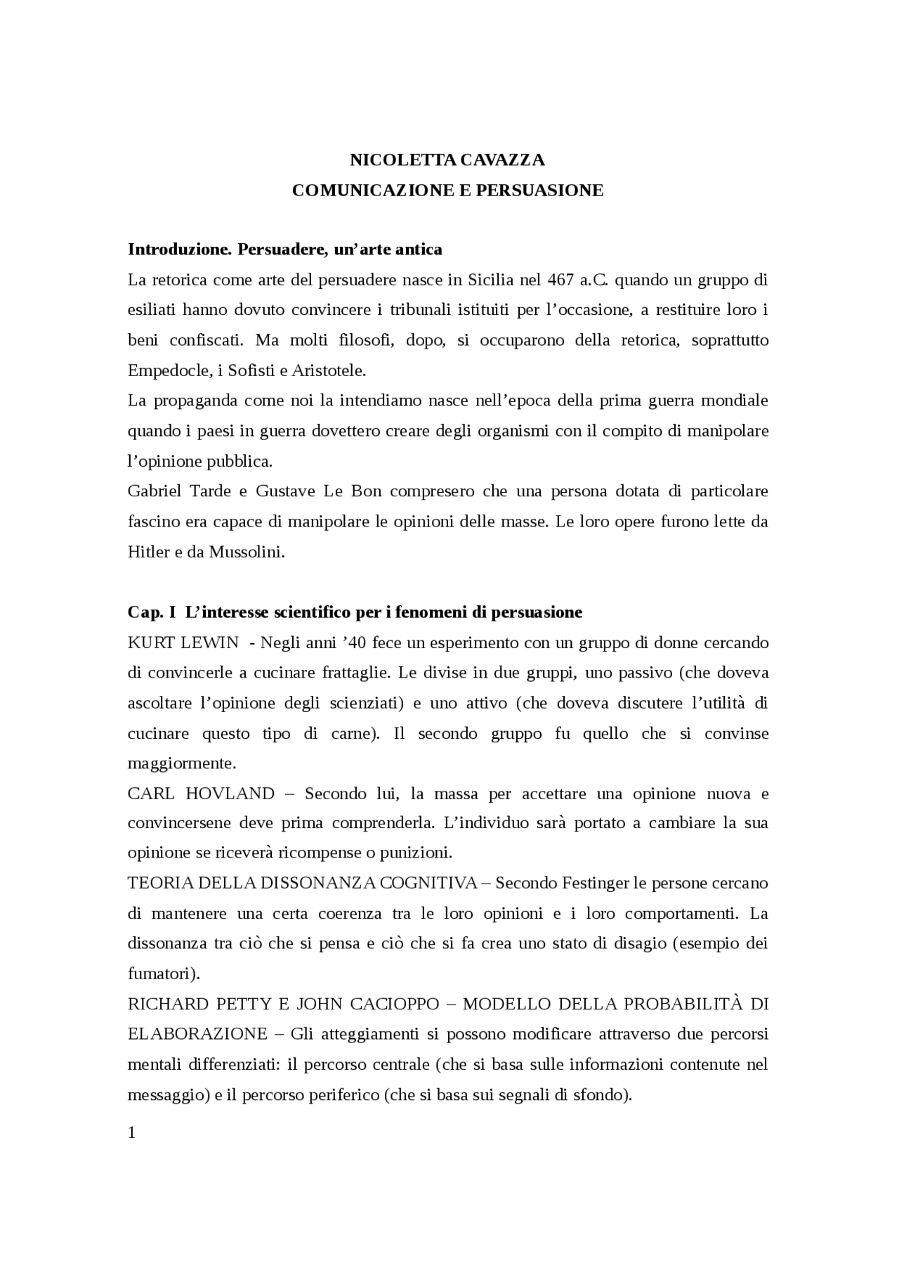 Cavazza Comunicazione E Persuasione Docsity