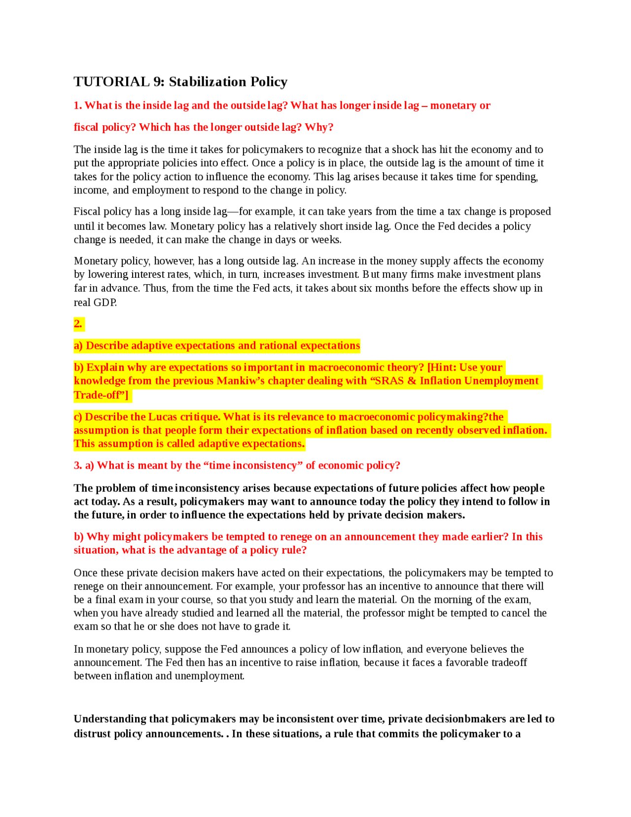 Tutorial 9 Docsity