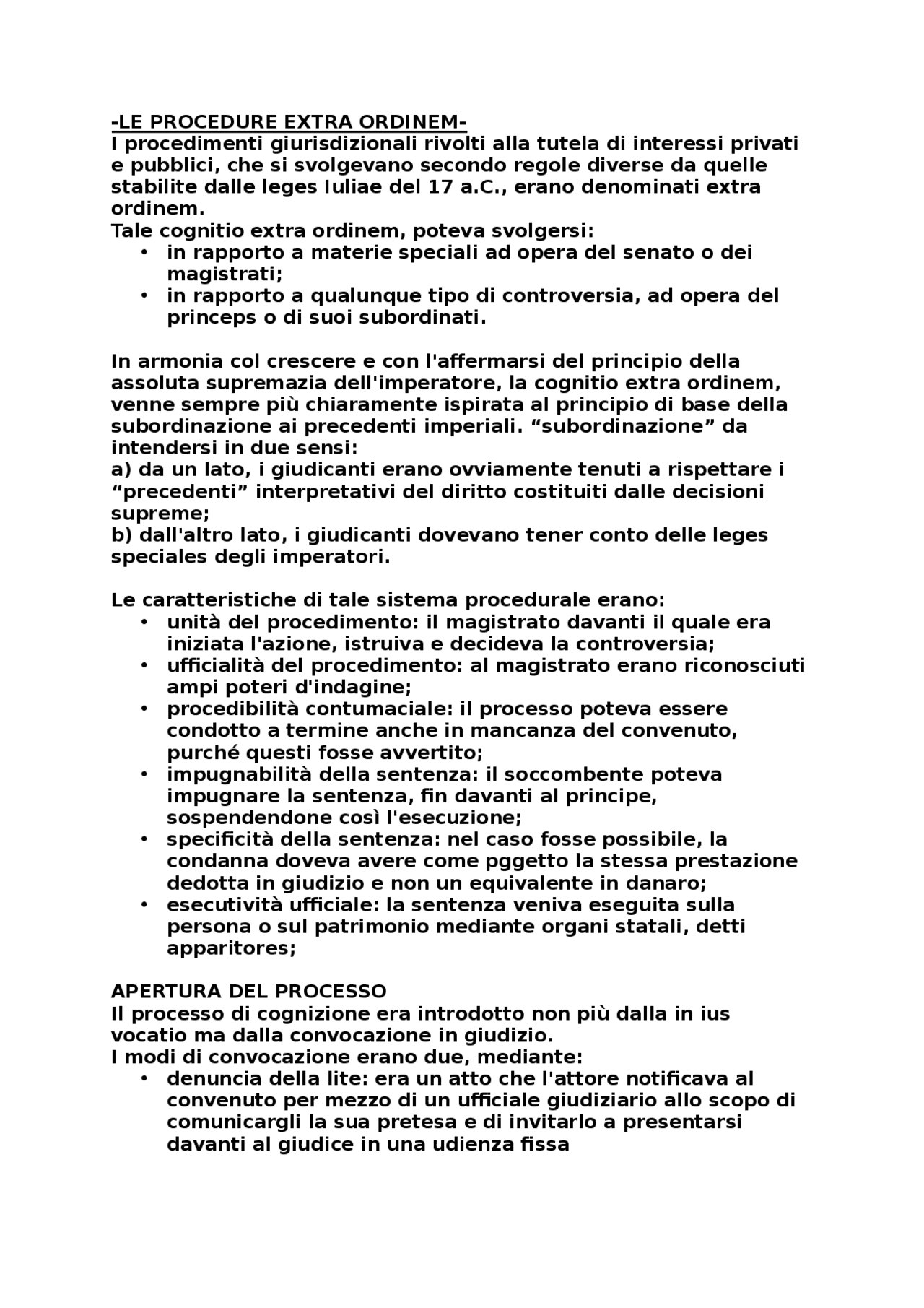 Procedure extra ordinem (a.guarino, diritto privato romano) - Docsity