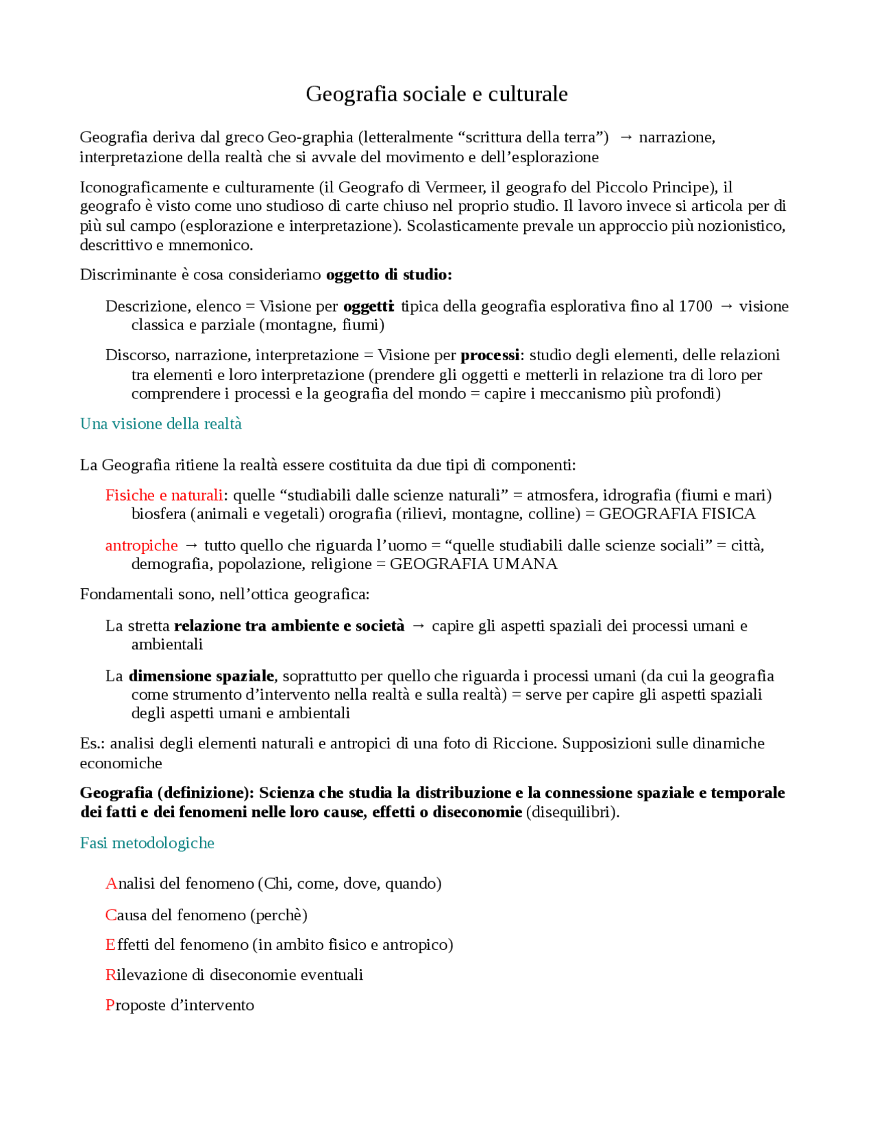 Geografia Umana Docsity