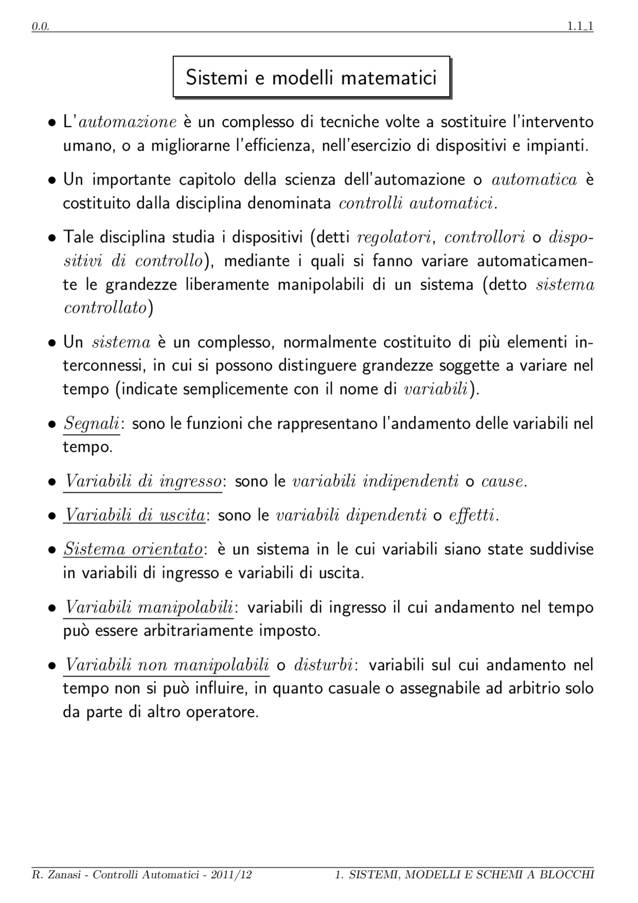 02 Sistemi E Modelli Dispense Di Controlli Automatici Docsity