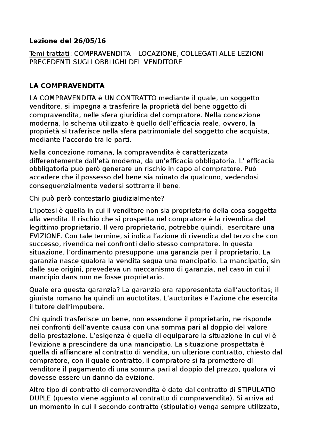 Compravendita E Locazione Docsity