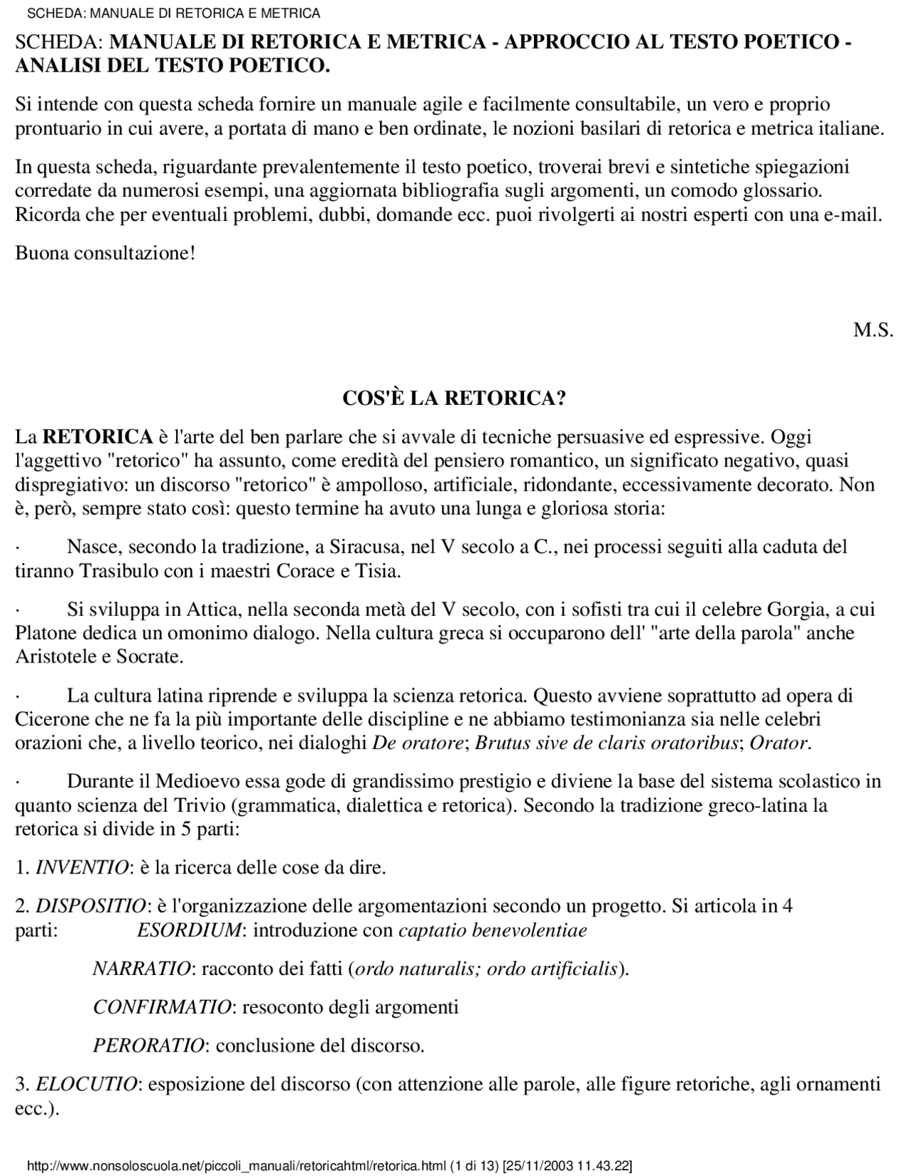 Manuale Di Retorica E Metrica Docsity