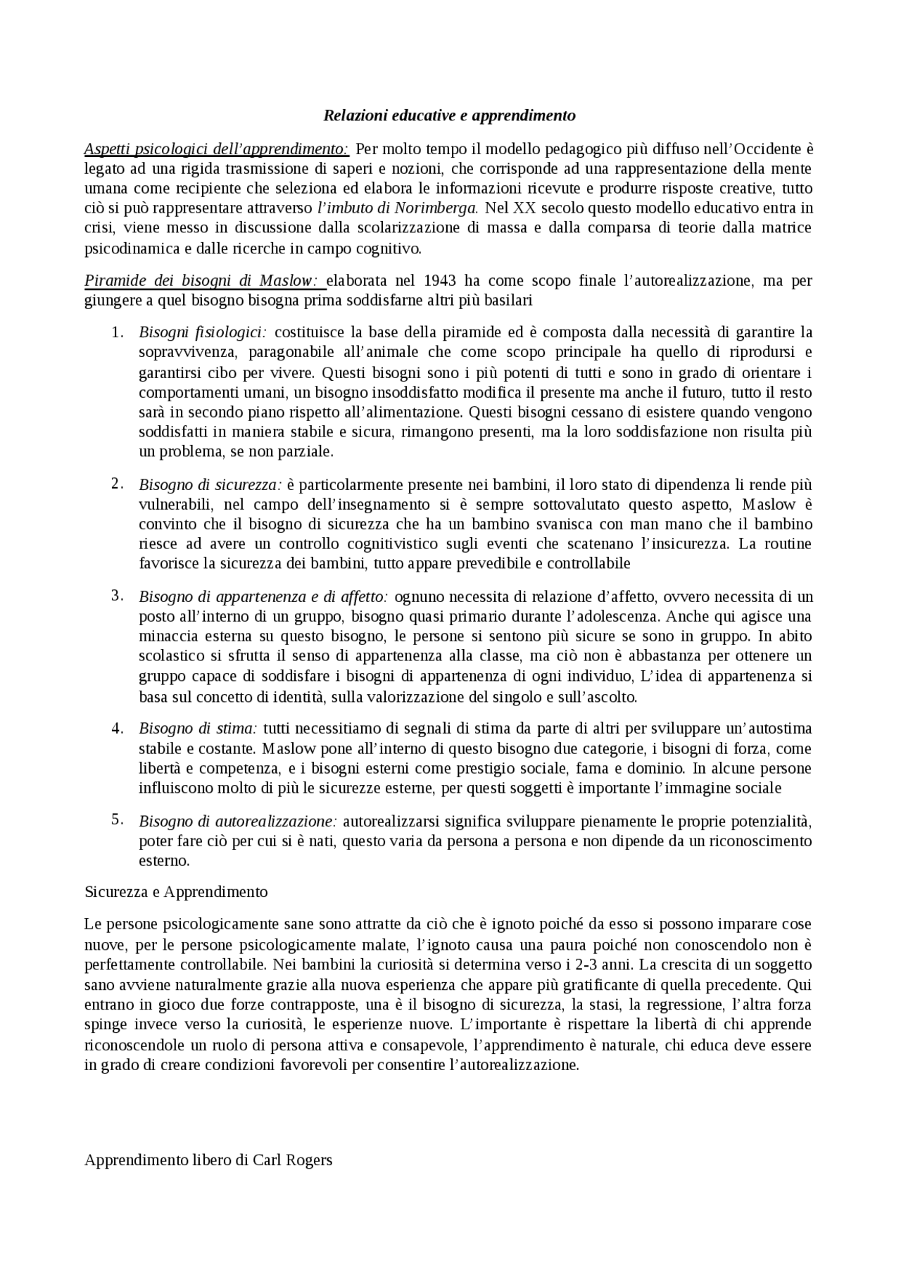 Relazioni Educative E Apprendimento Docsity