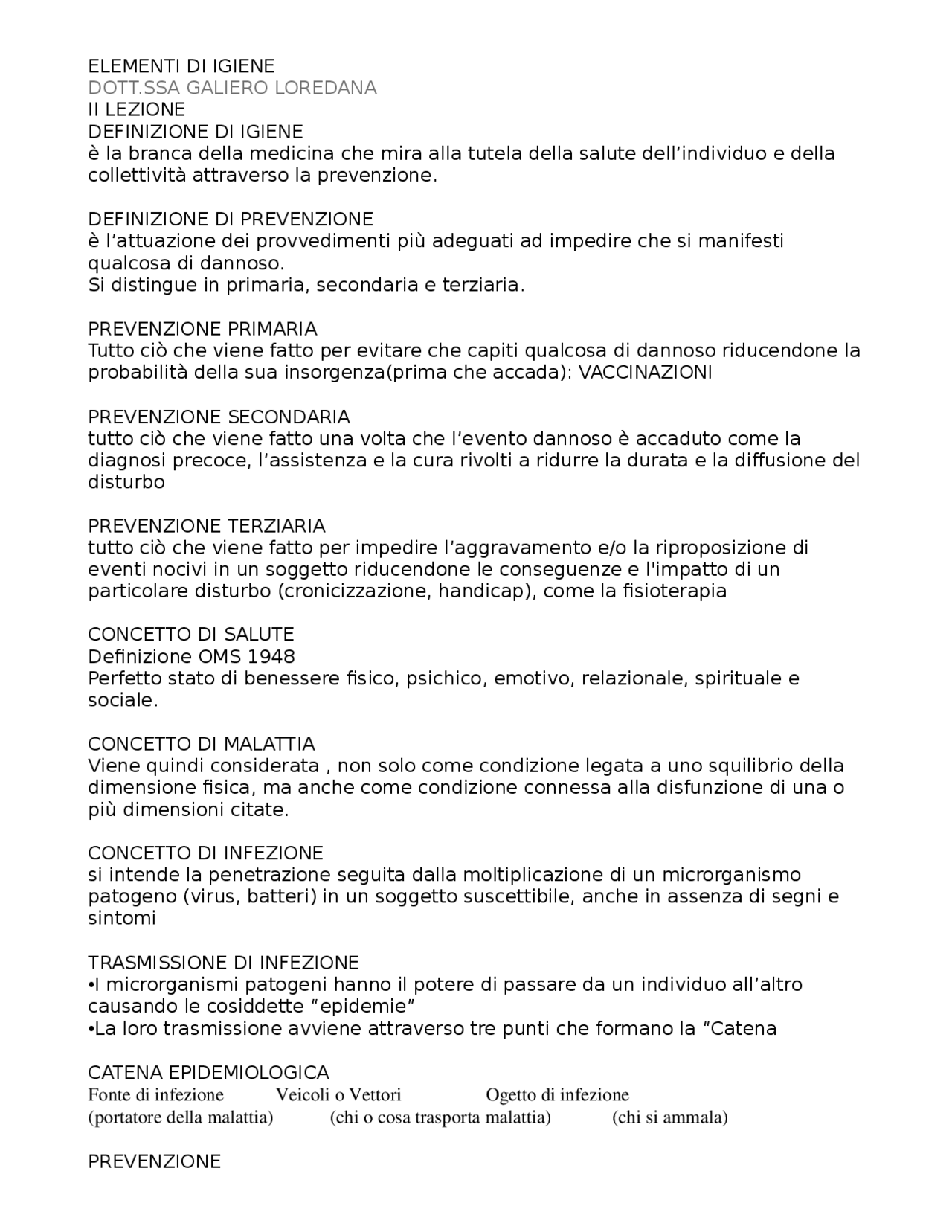 Elementi Di Igiene Docsity