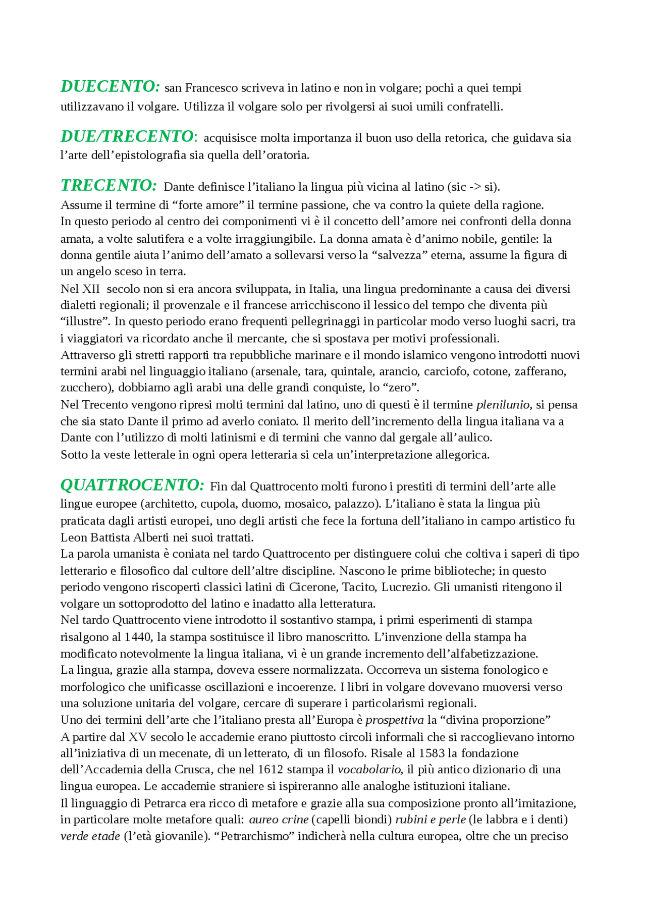 Litaliano In 100 Parole Docsity
