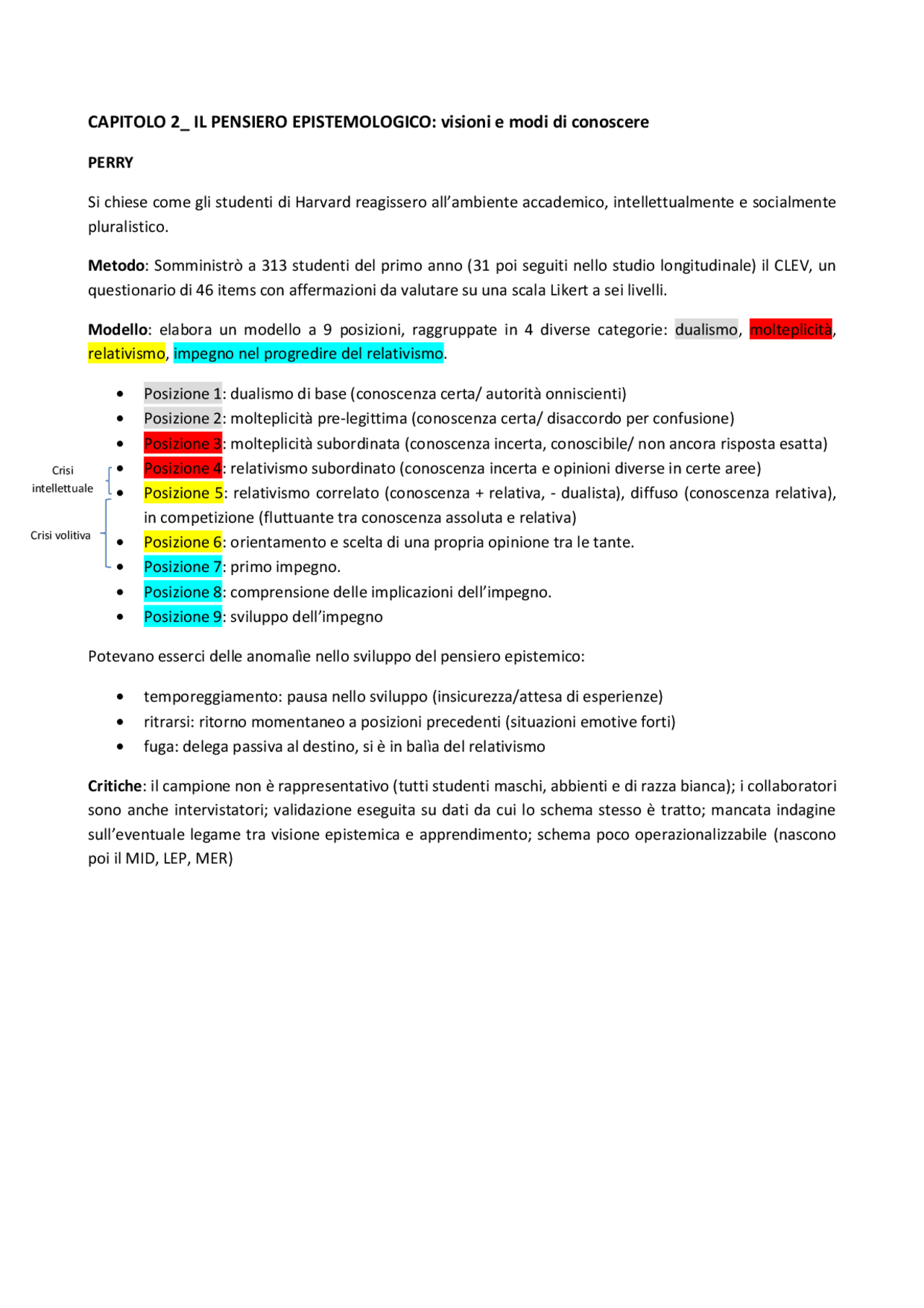 Riassunto Verità E Certezze Docsity
