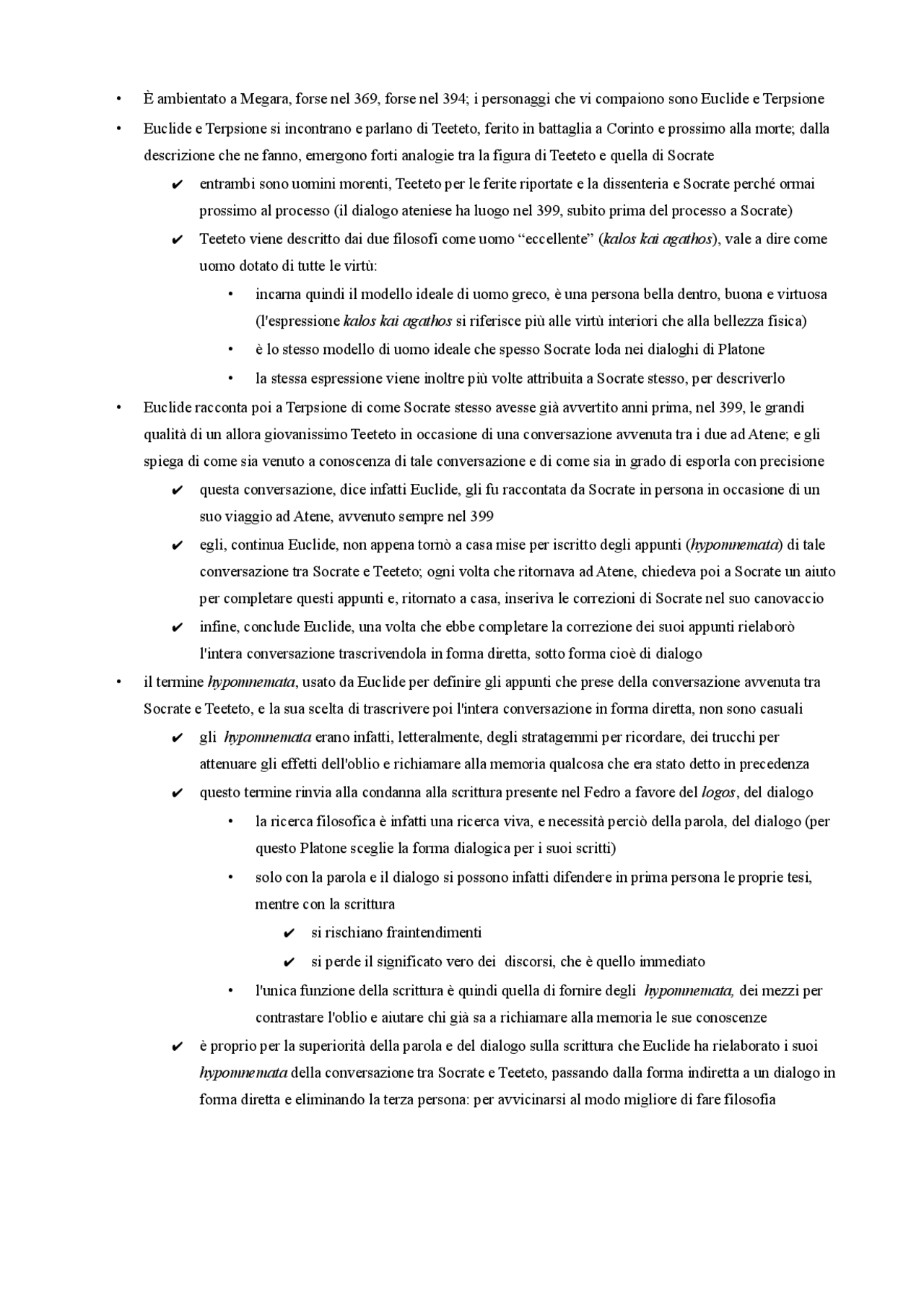 Platone, Teeteto - Docsity