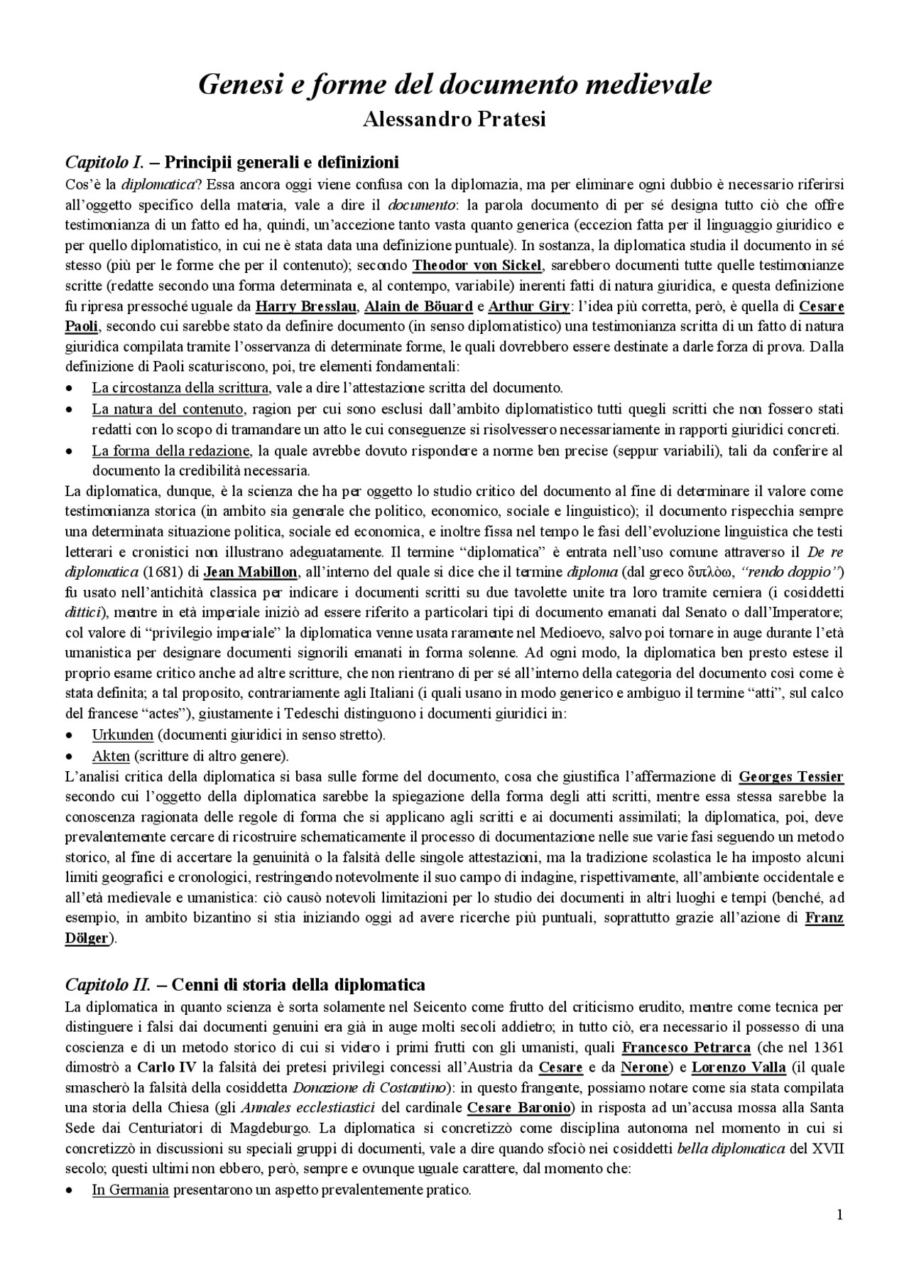 Alessandro Pratesi Genesi E Forme Del Documento Medievale Docsity