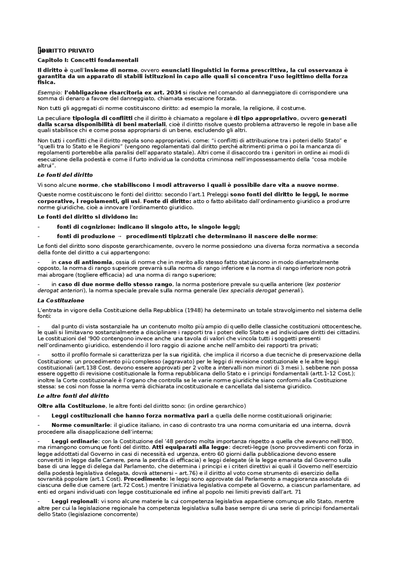Diritto Privato Docsity