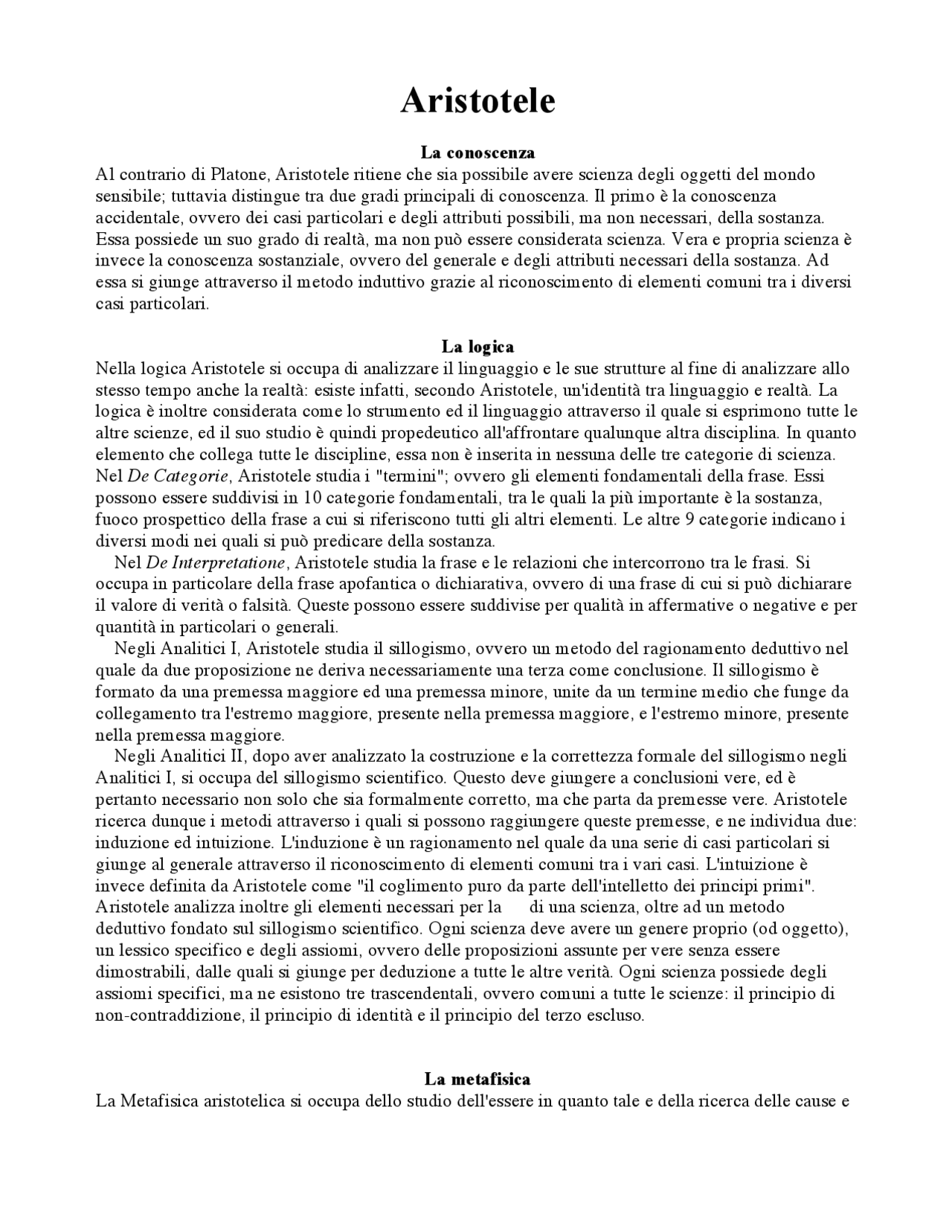 Aristotele Docsity