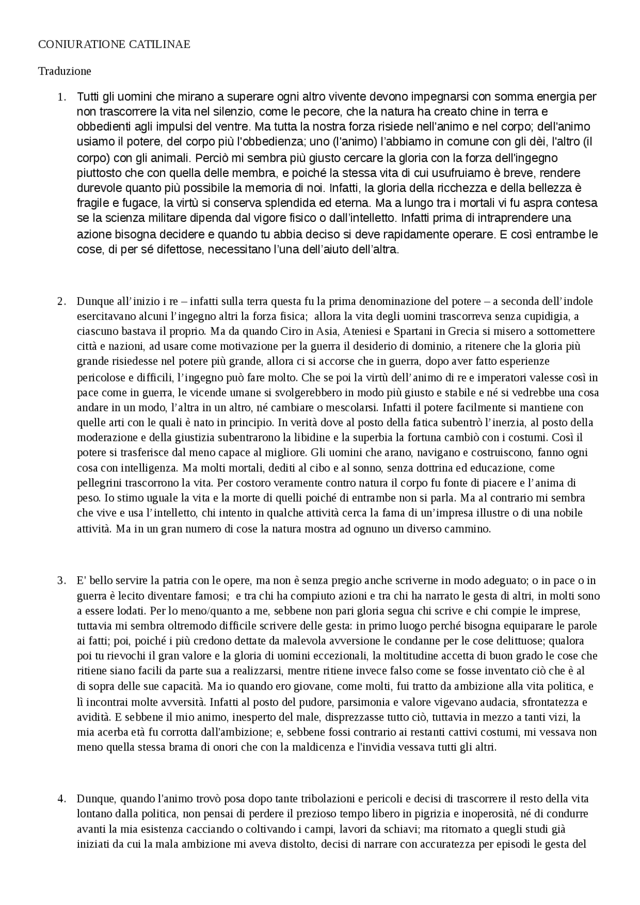 Coniuratione Catilinae Docsity