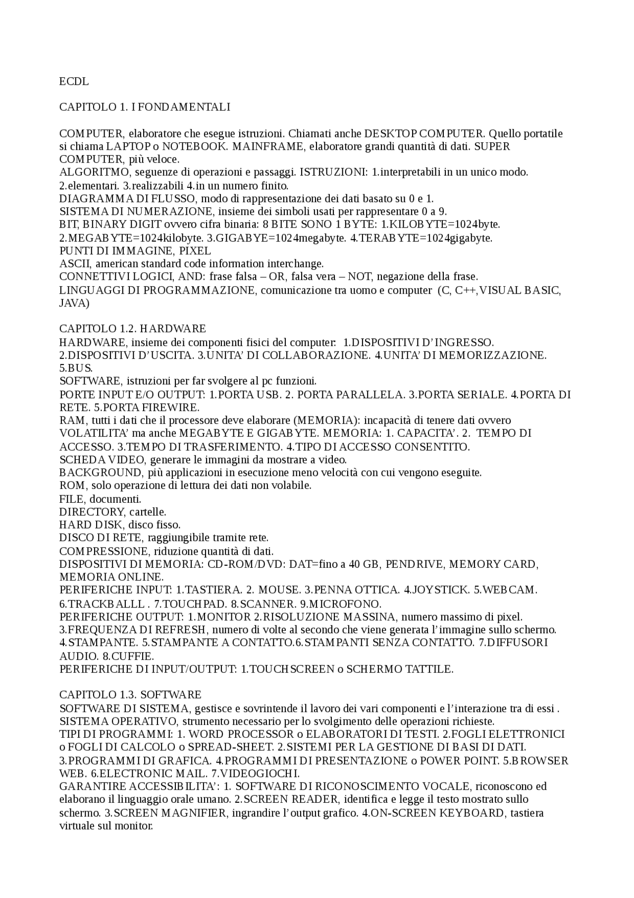 Ecdl E I Fondamentali Cap1 Docsity