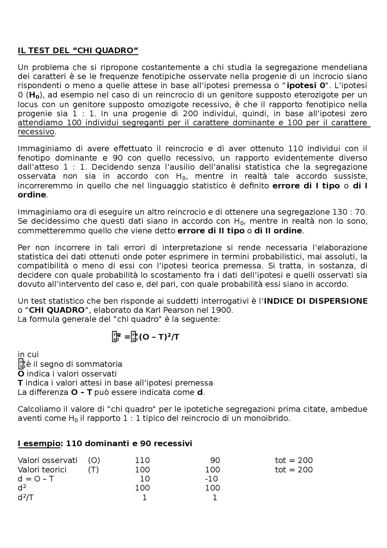 Chi quadro - Docsity